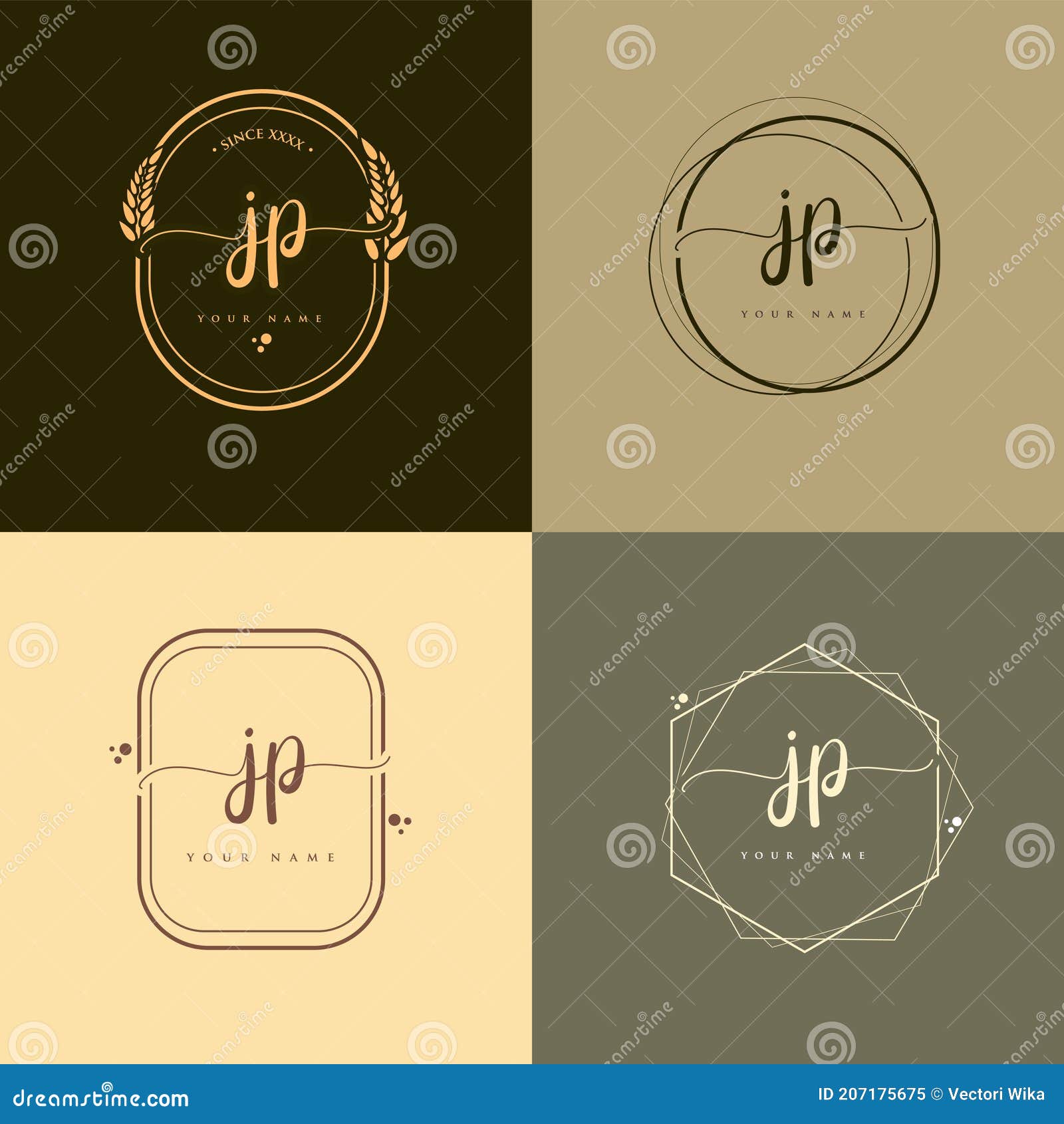 JP Initial Handwriting Logo Vector Sets. Hand Lettering Initials Logo ...