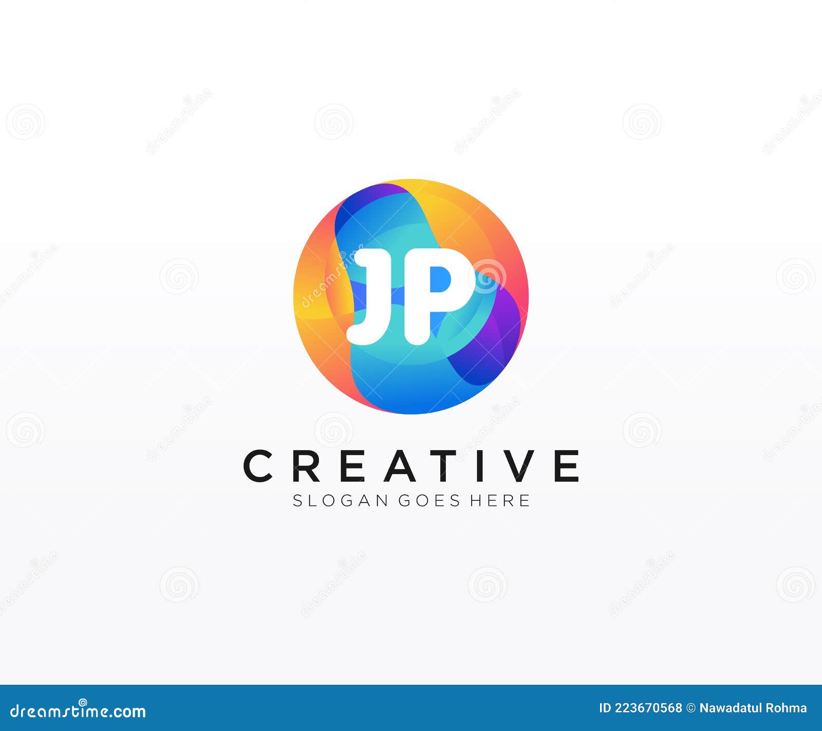 JP Initial Logo with Colorful Circle Template Vector Stock Vector ...