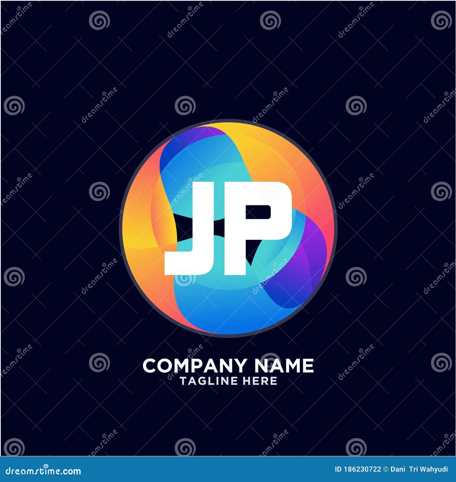 JP Initial Logo with Colorful Circle Template Vector Stock Vector ...