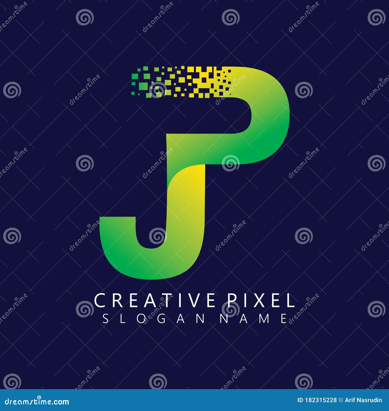 JP Initial Logo Design with Digital Pixels Colors Illustration Vector ...