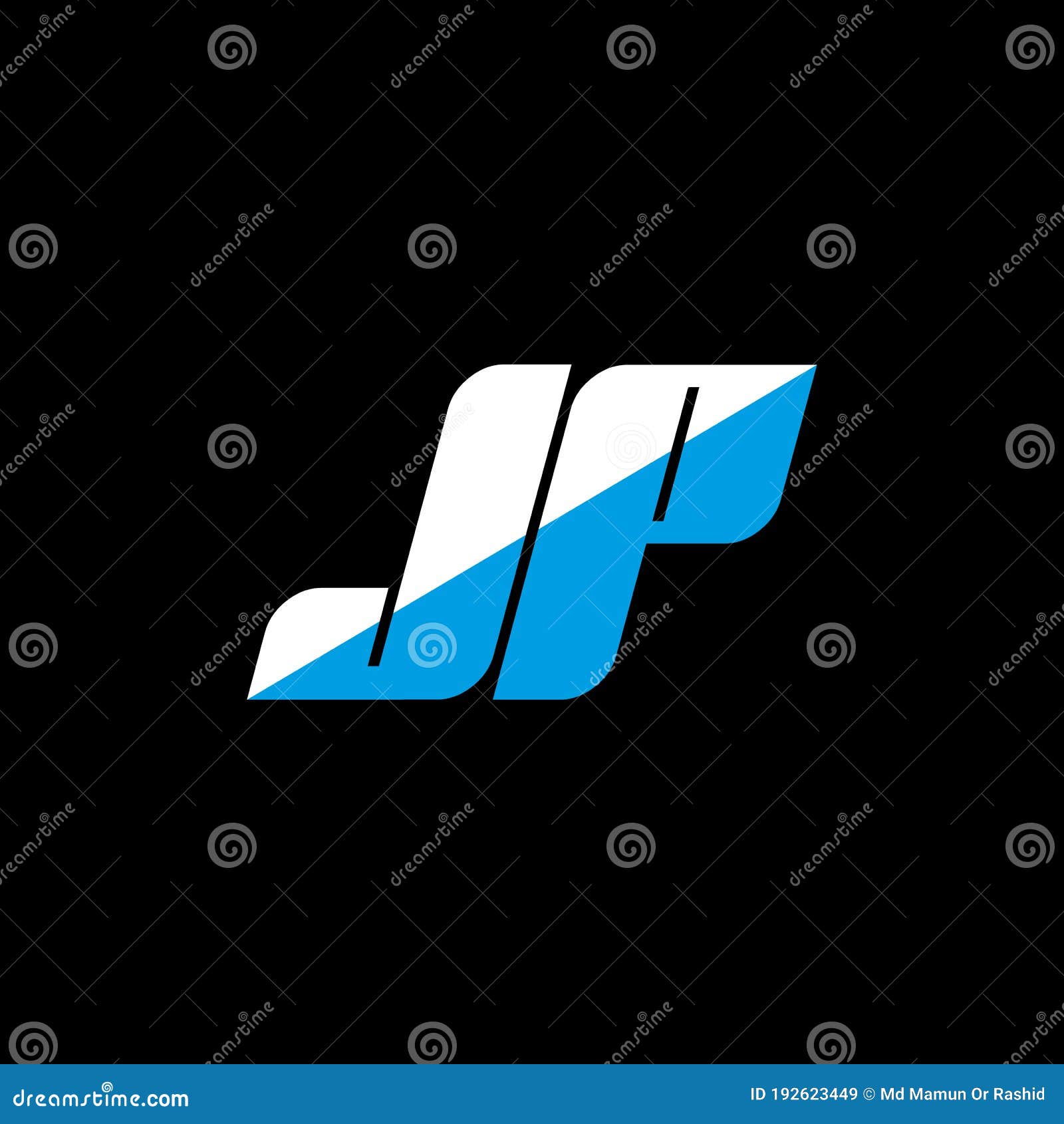 JP Letter Logo Design on Black Background. JP Creative Initials Letter ...