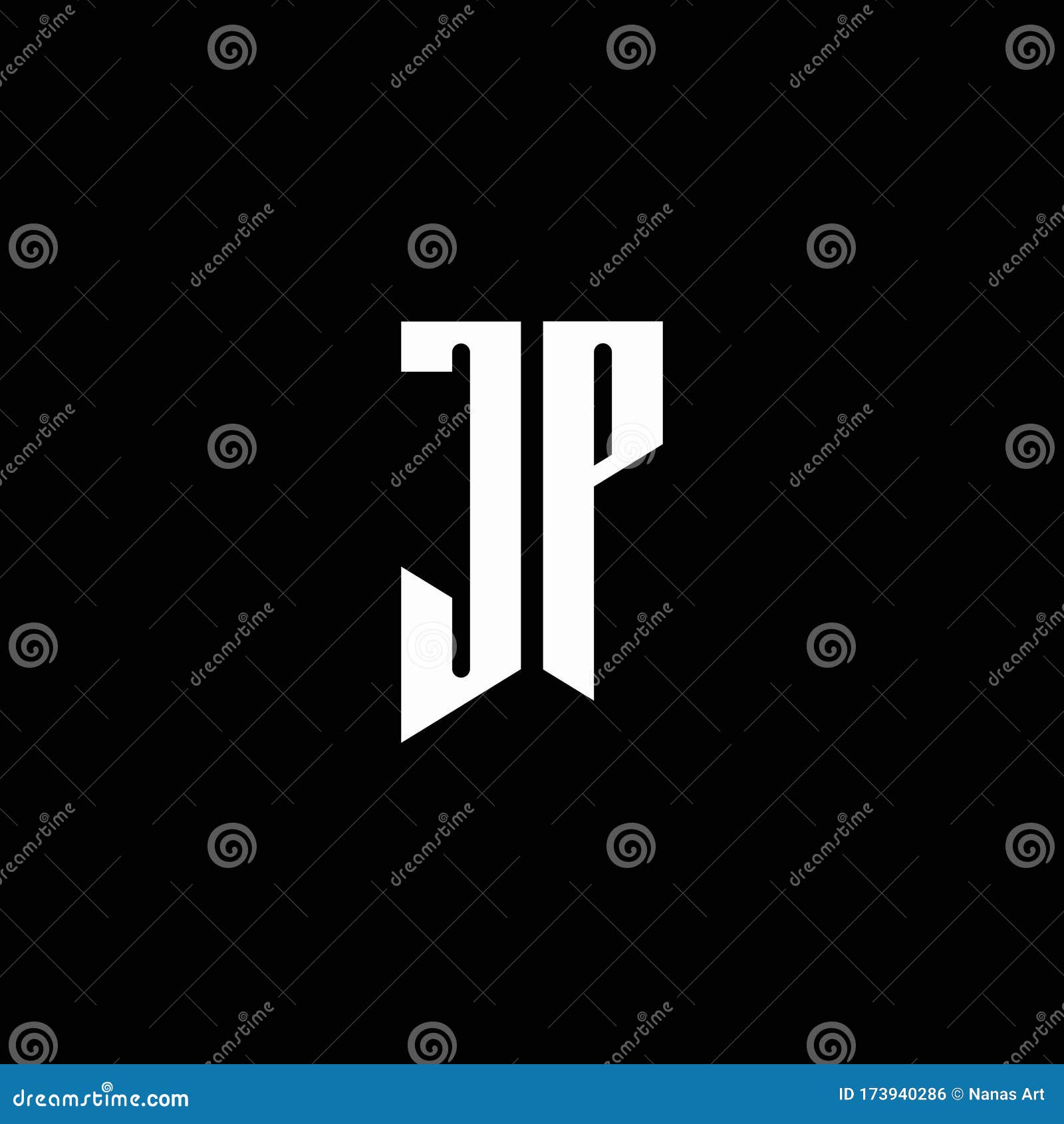JP Logo Monogram with Emblem Style Isolated on Black Background Stock ...