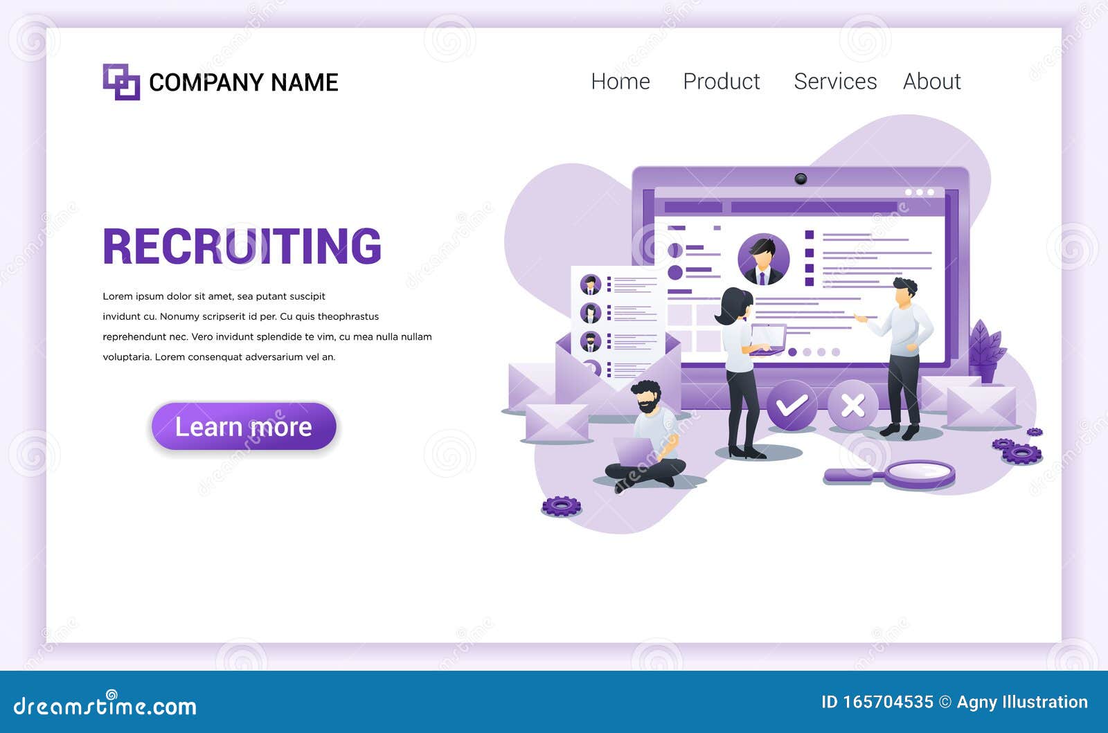 Modern Flat Design Concept of Recruitment, Presentation for Employment ...