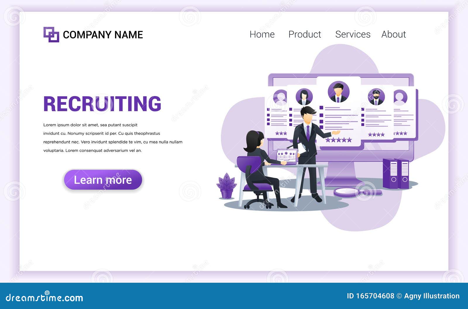 Modern Flat Design Concept of Recruitment, Presentation for Employment ...