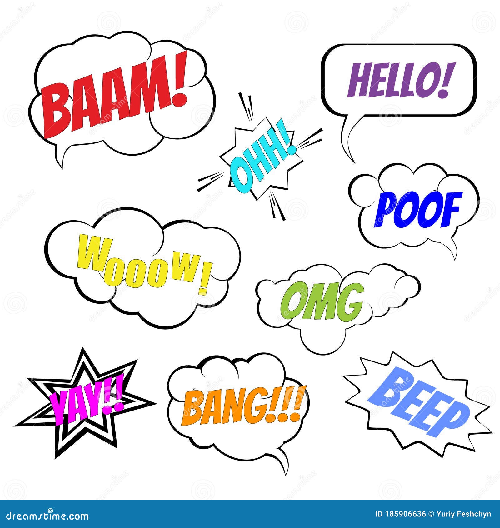 Jpeg Comic Book Explosion Elements Collection. Comic Wording Sound ...