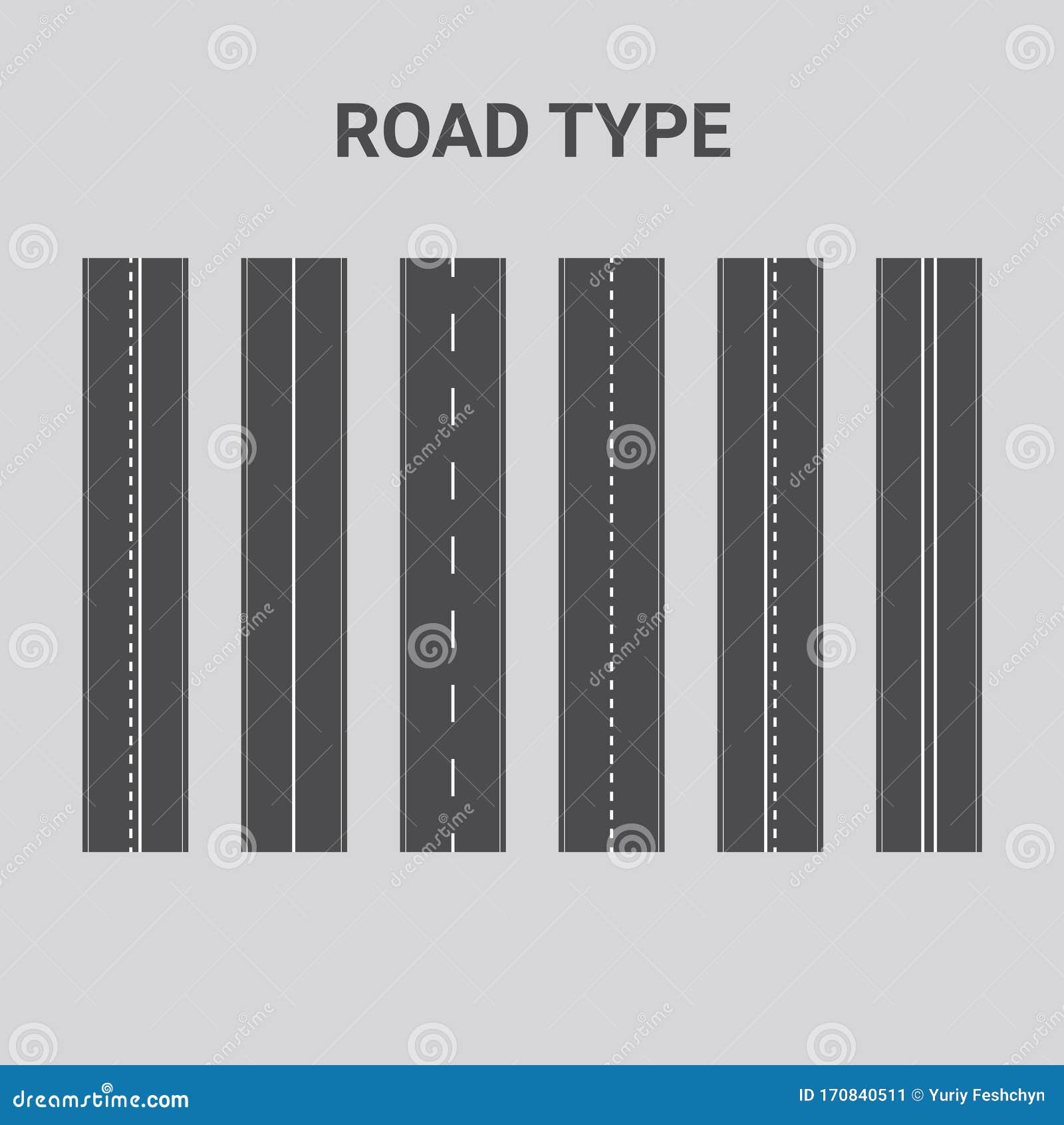 Jpeg Road Type Illustration. Set of Different Road Marking Stock ...