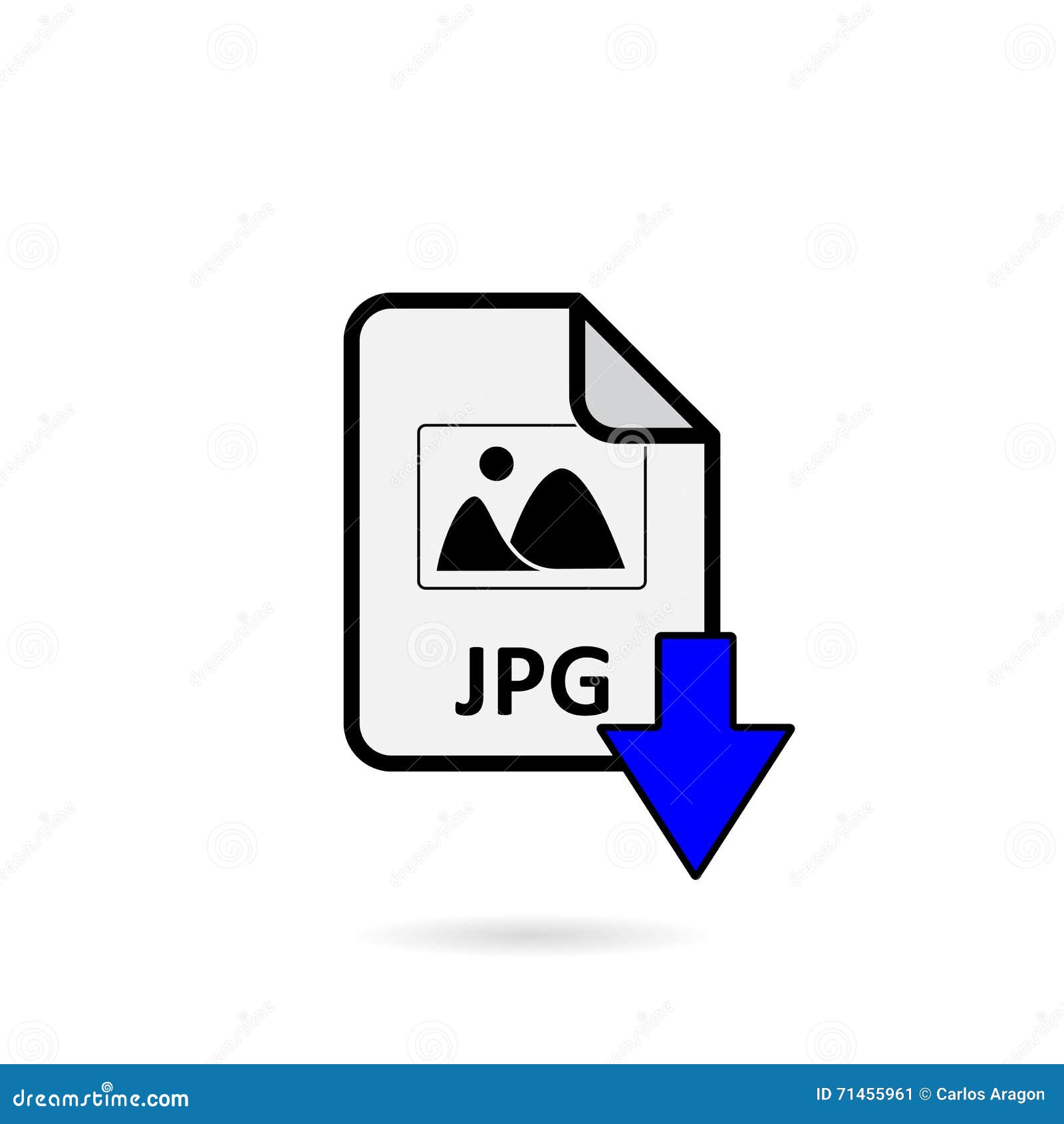 JPG File with Blue Arrow Download Button on White Background Stock ...