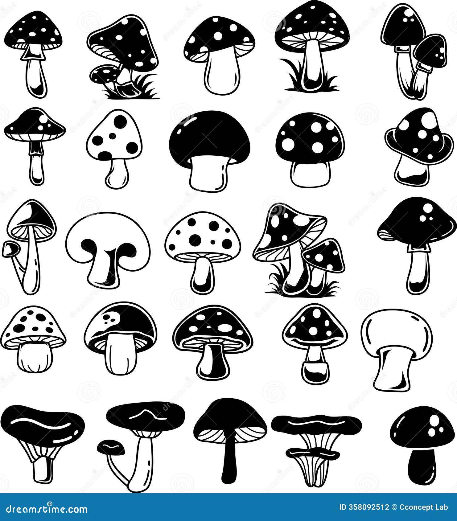 Mushroom Icons Set, Fungus Vector Illustration and Shrooms Fungi ...