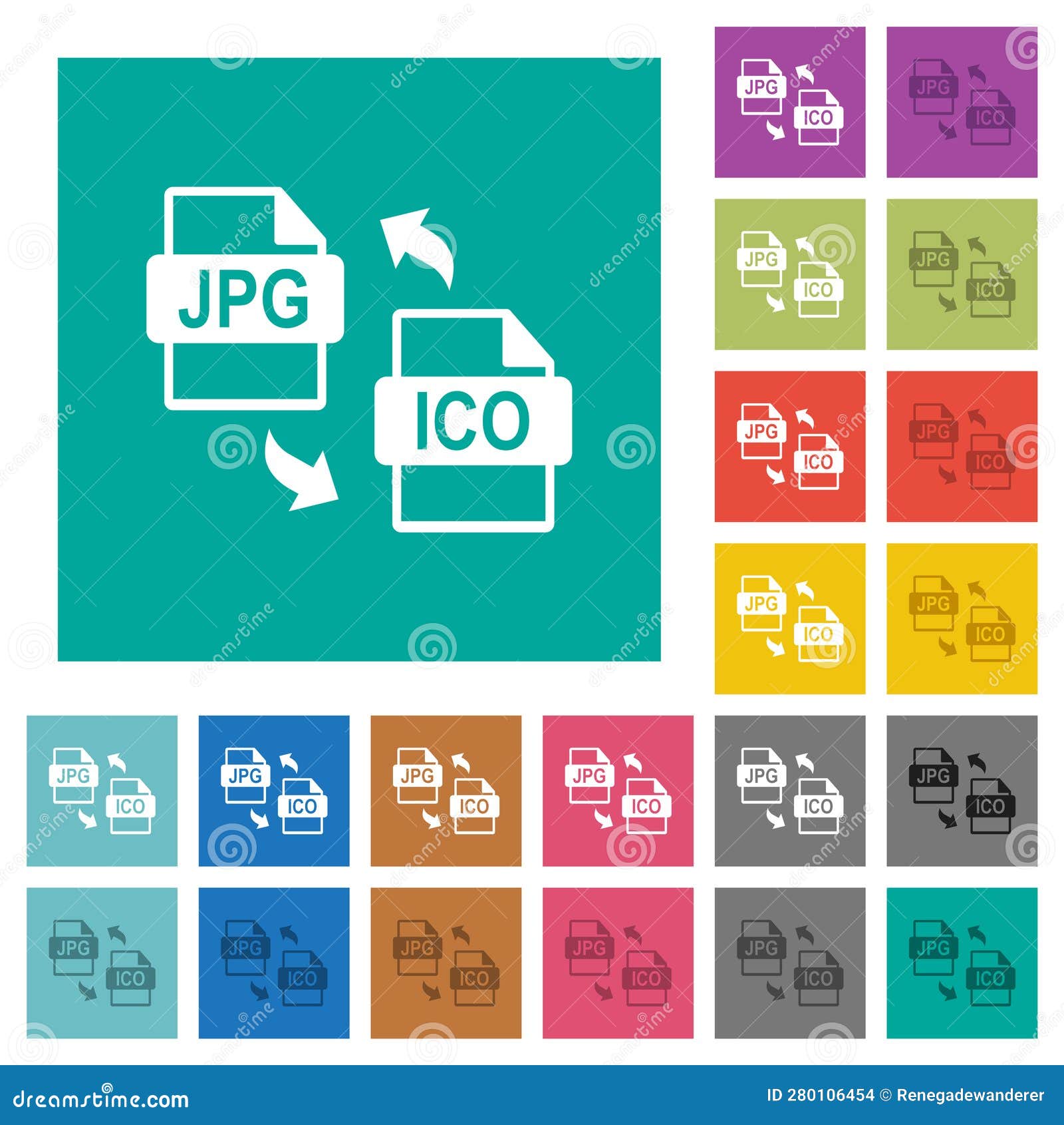 JPG ICO File Conversion Square Flat Multi Colored Icons Stock Vector ...
