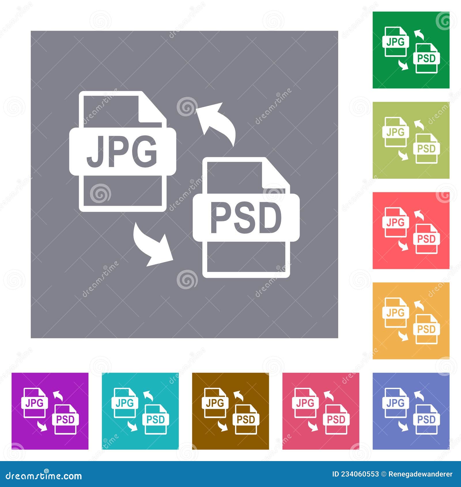 JPG PSD File Conversion Square Flat Icons Stock Vector - Illustration ...