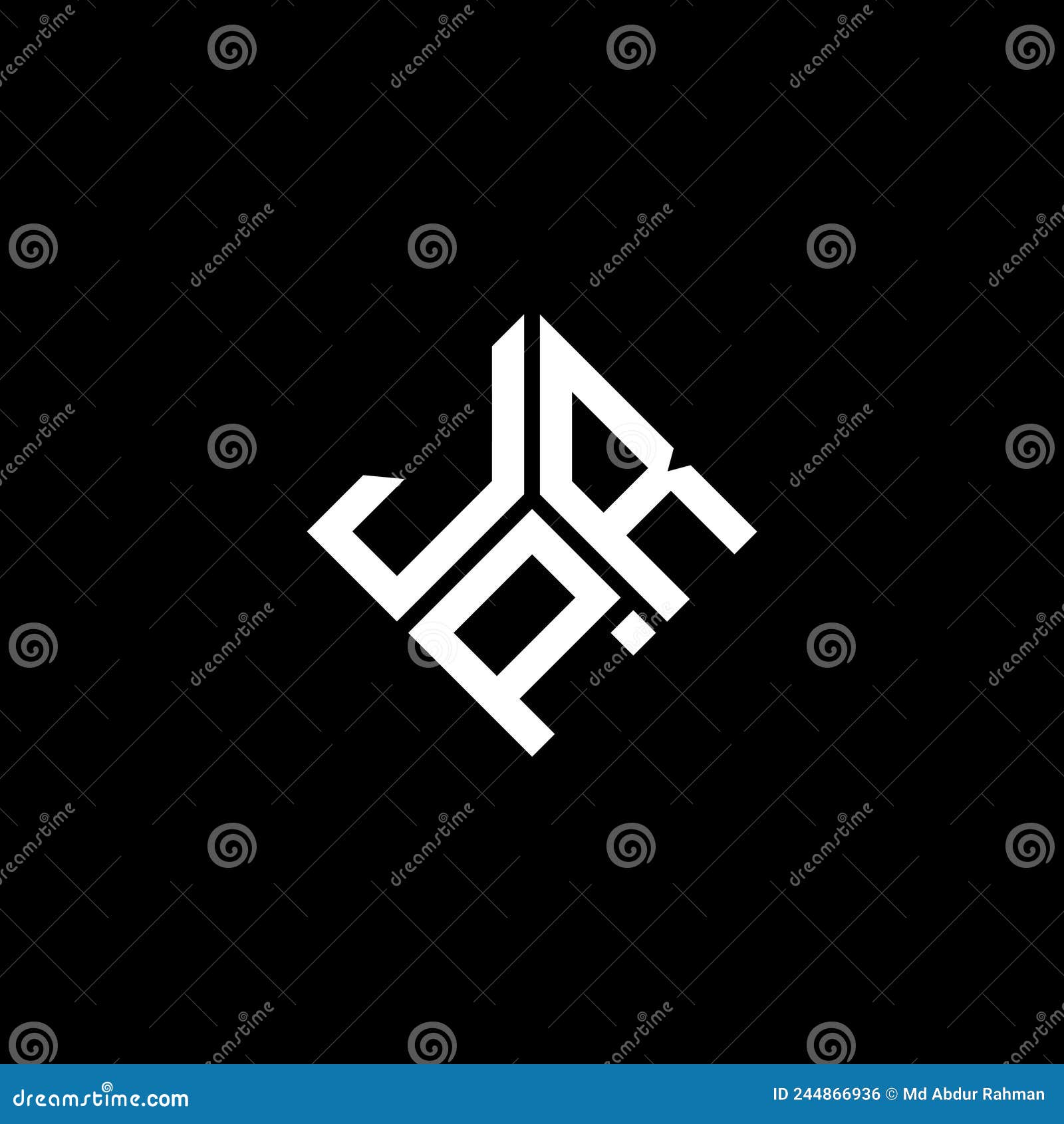 JPR Letter Logo Design on Black Background. JPR Creative Initials ...