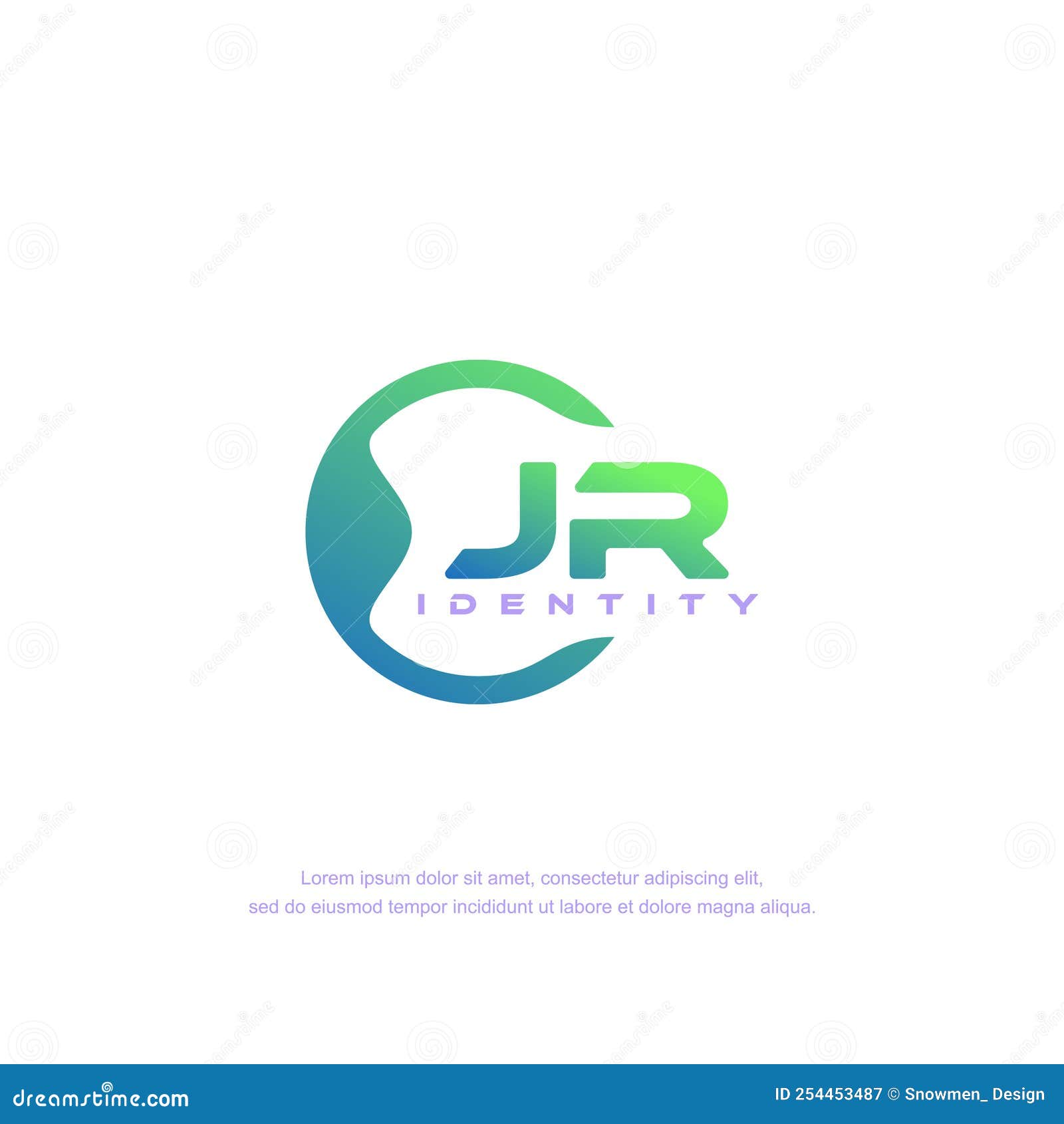 JR Initial Letter Circular Line Logo Template Vector with Gradient ...