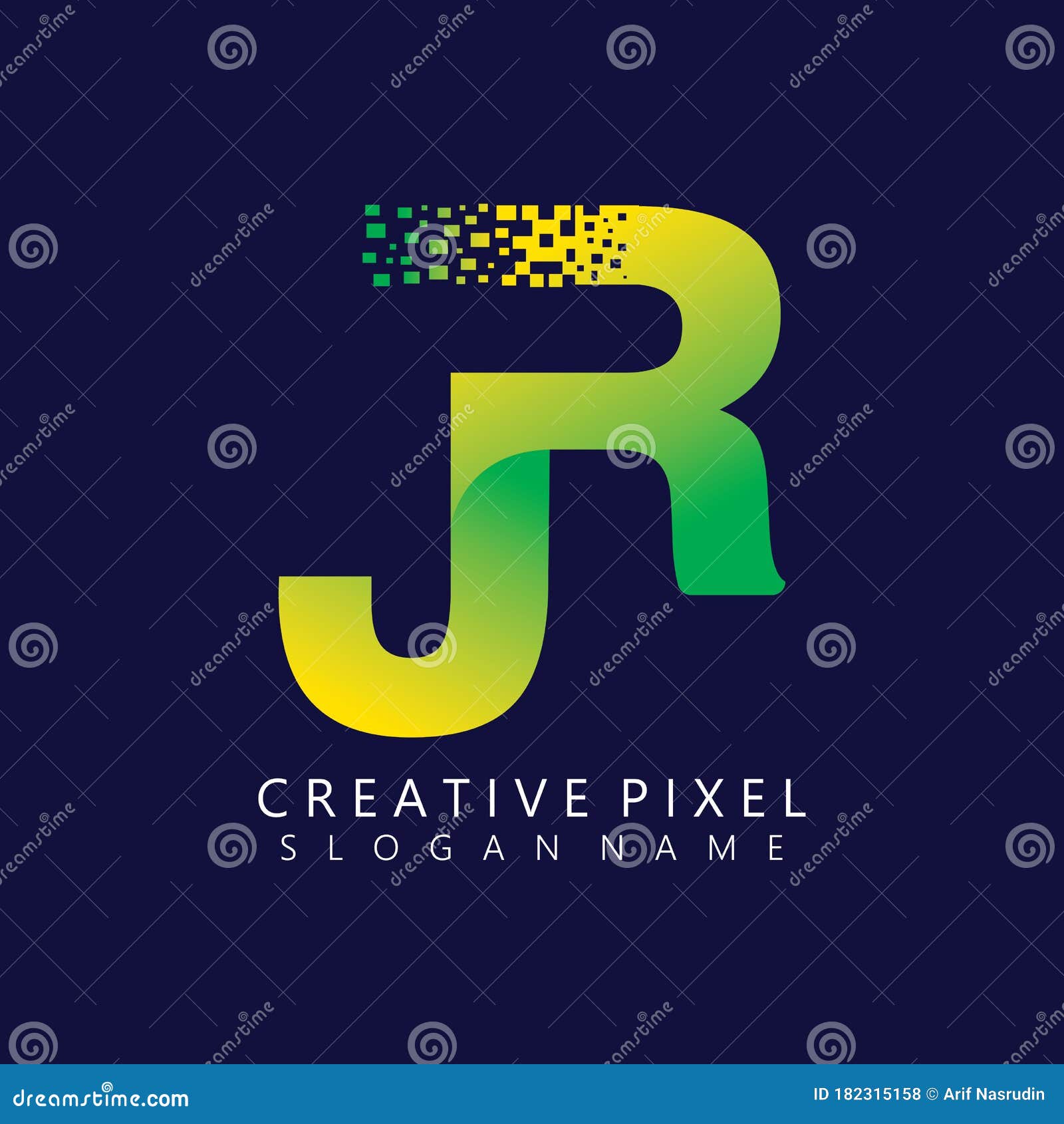 JR Initial Logo Design with Digital Pixels Colors Illustration Vector ...