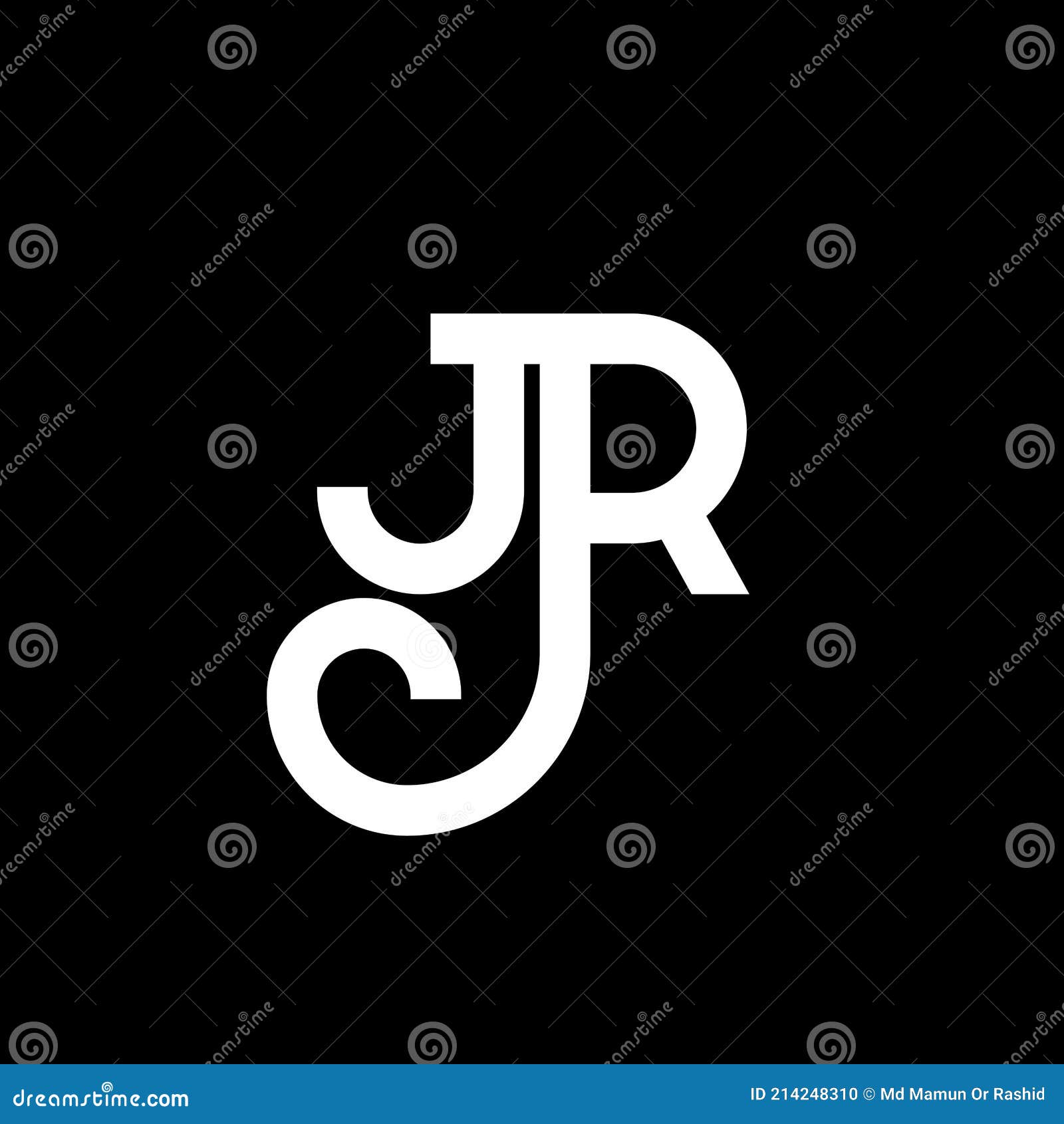 JR Letter Logo Design on Black Background. JR Creative Initials Letter ...