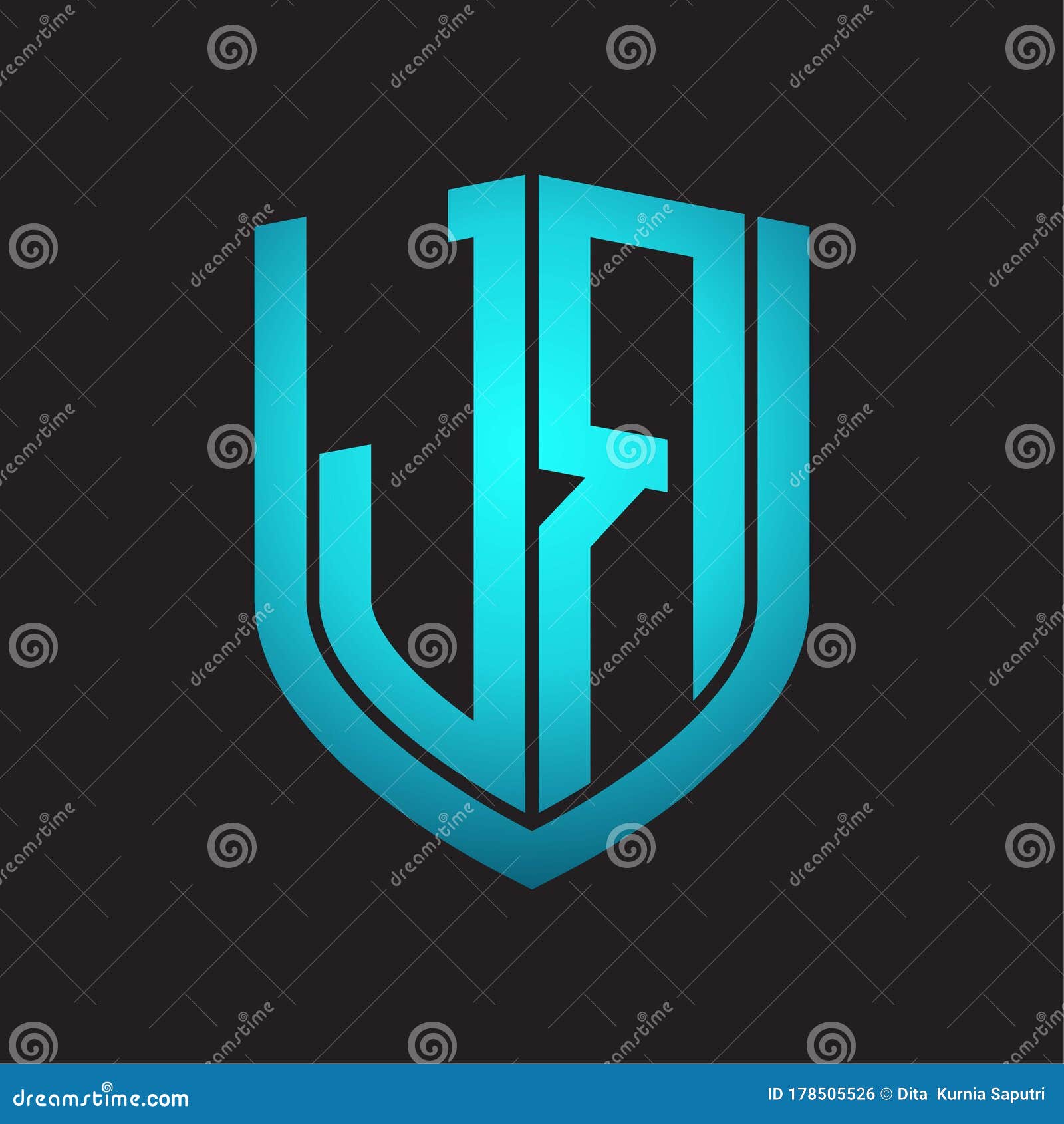 JR Logo Monogram with Emblem Shield Design Isolated with Blue Colors on ...