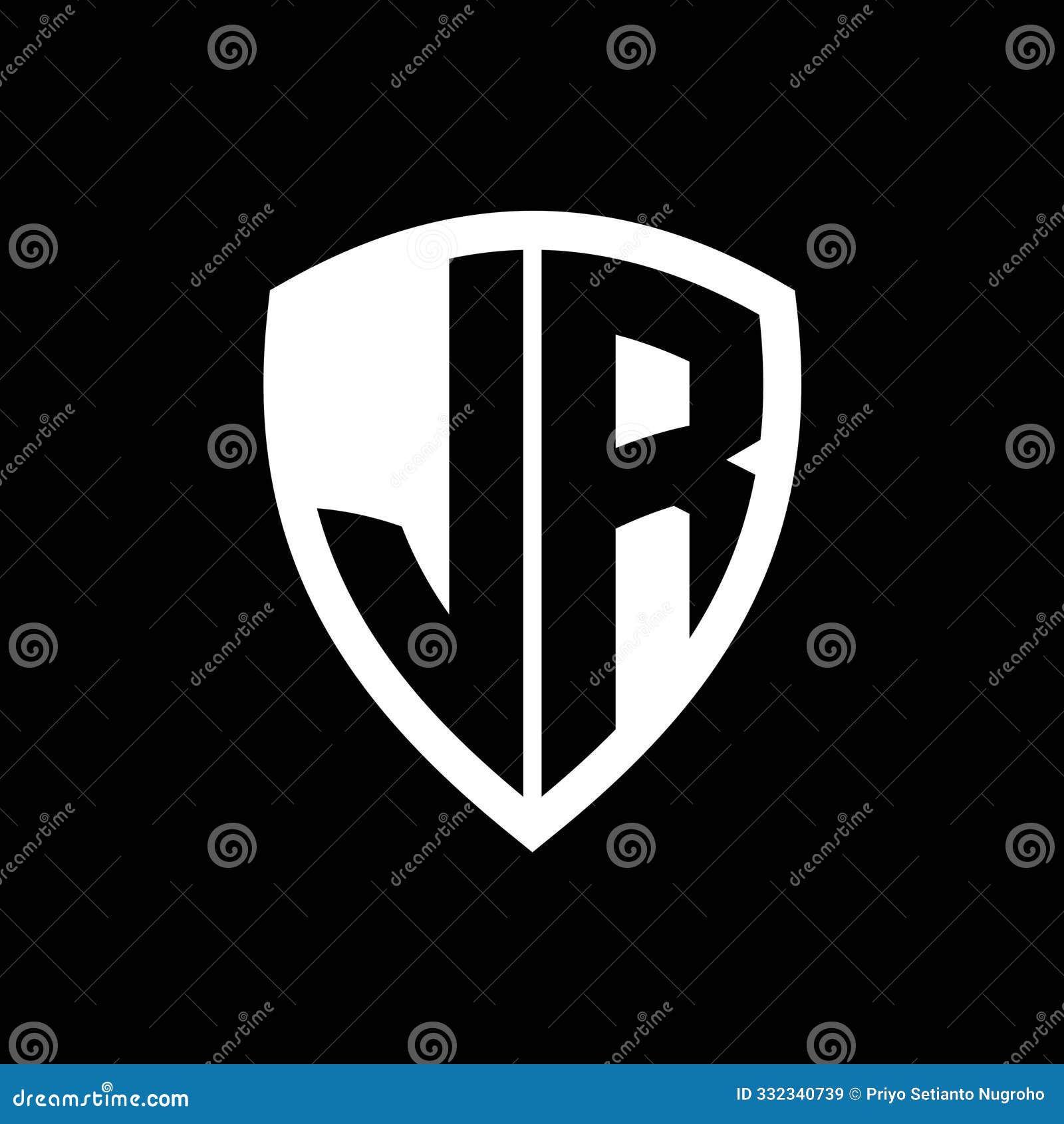 JR Monogram Logo with Bold Letters Shield Shape with Black and White ...