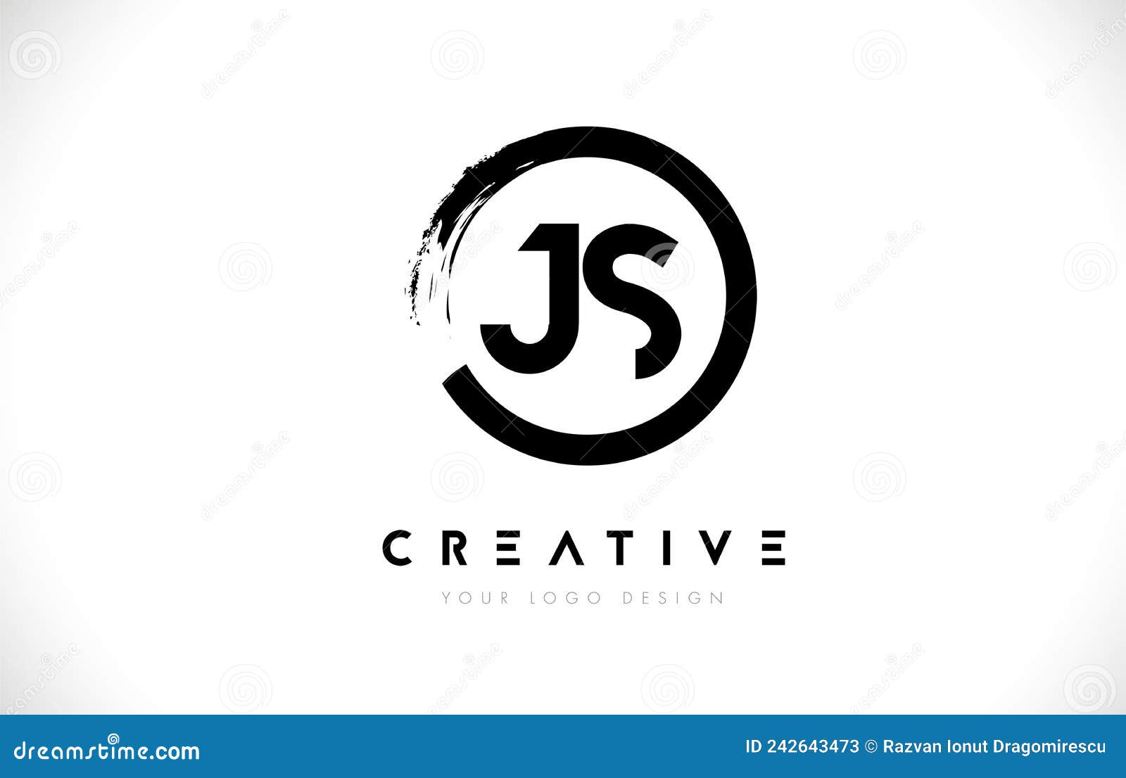 JS Letter Logo with Circle Brush Design and White Background Stock ...