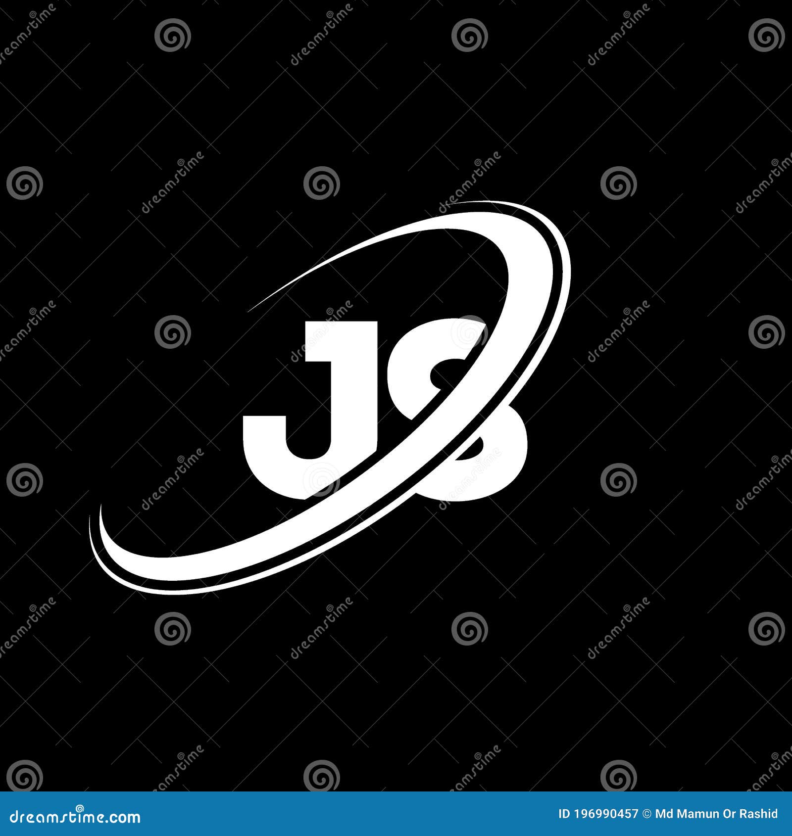 JS J S Letter Logo Design. Initial Letter JS Linked Circle Uppercase ...