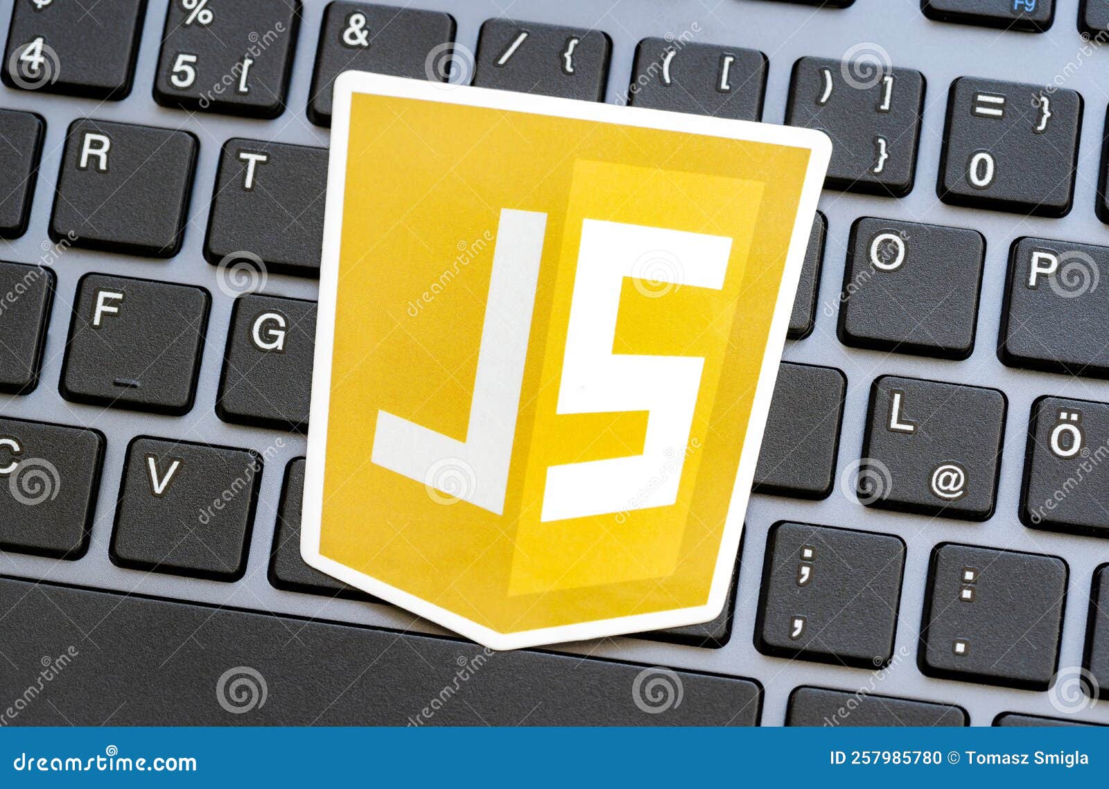 JS, JavaScript Programming Language Logo Laying on a Modern Computer ... JS, JavaScript Programming Language Logo Laying on a Modern Computer ...
