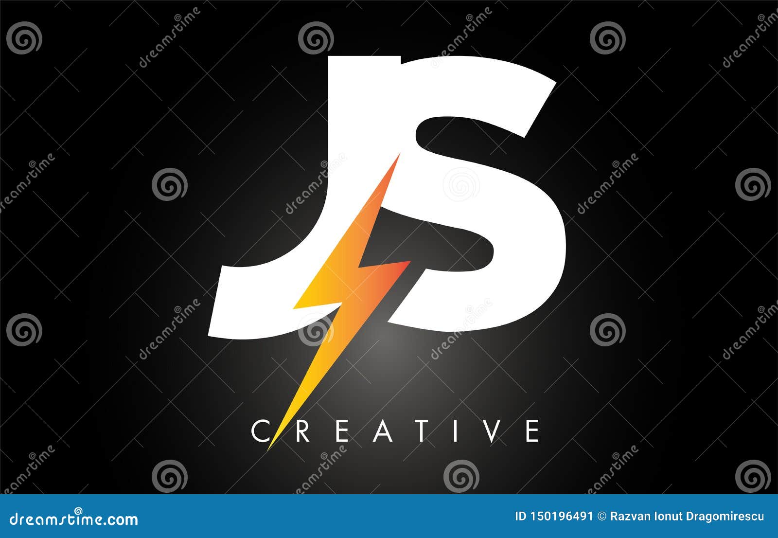 JS Letter Logo Design with Lighting Thunder Bolt. Electric Bolt Letter ...