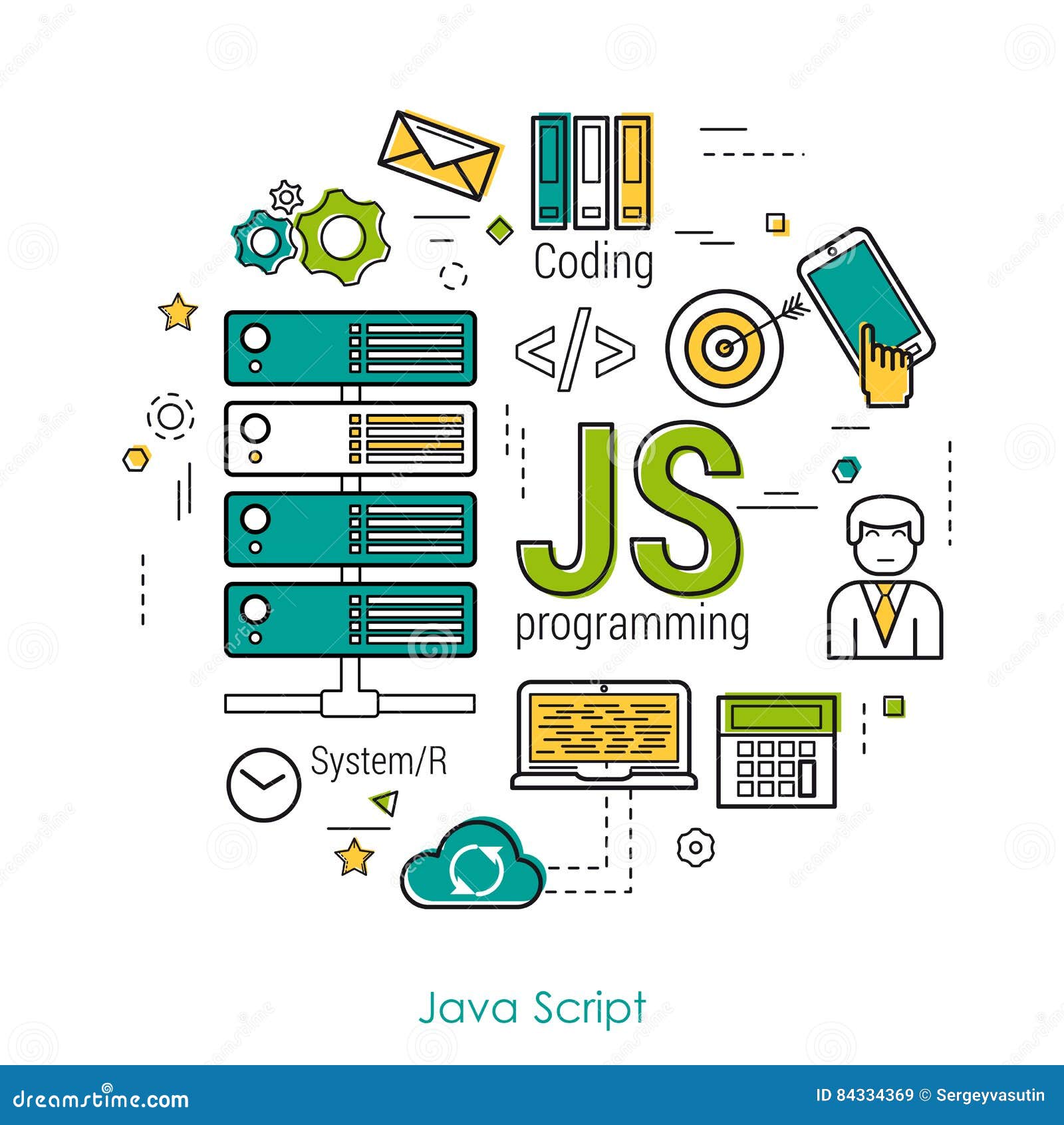 JS line art concept stock vector. Illustration of cloud - 84334369