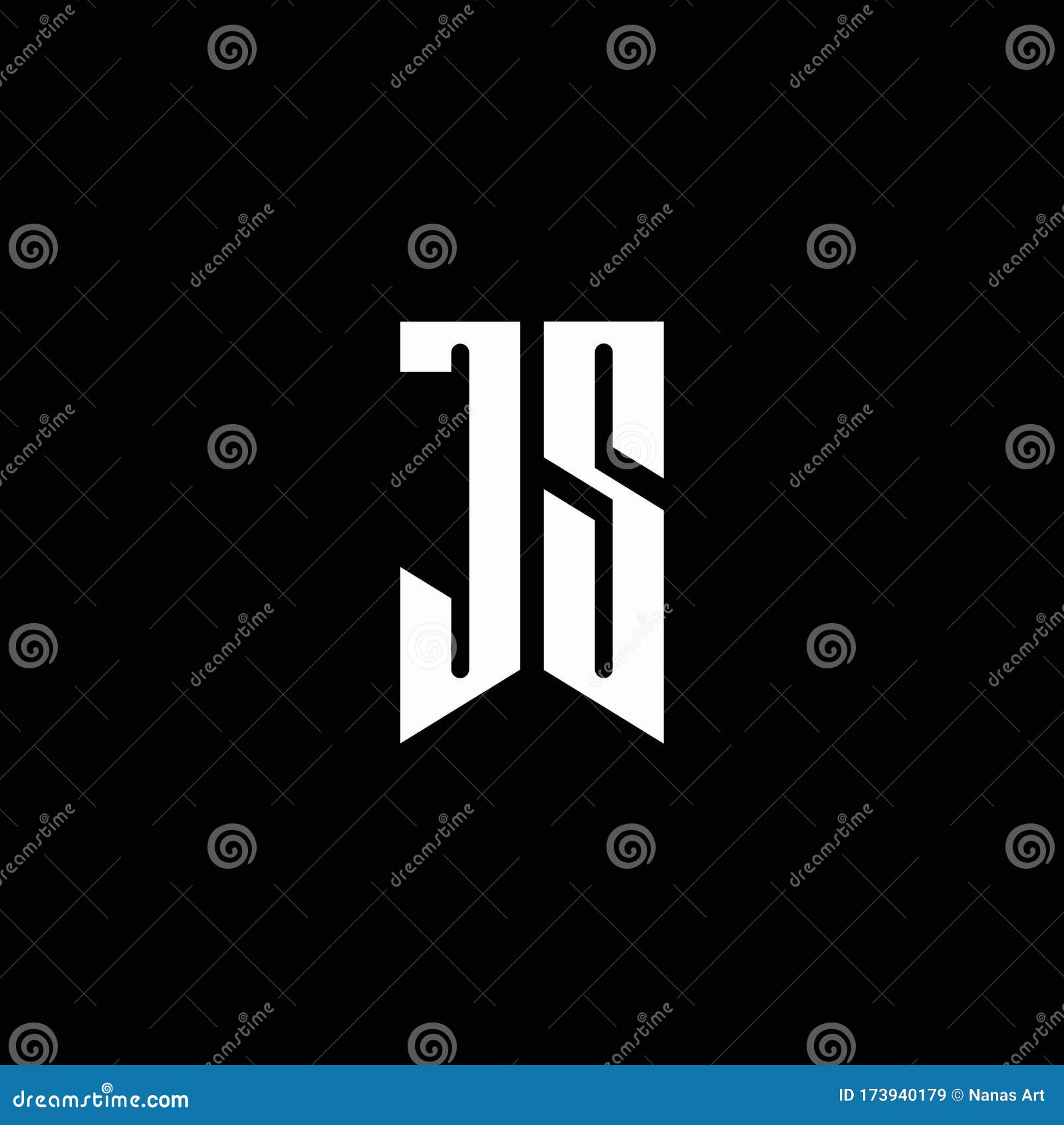 JS Logo Monogram with Emblem Style Isolated on Black Background Stock ...
