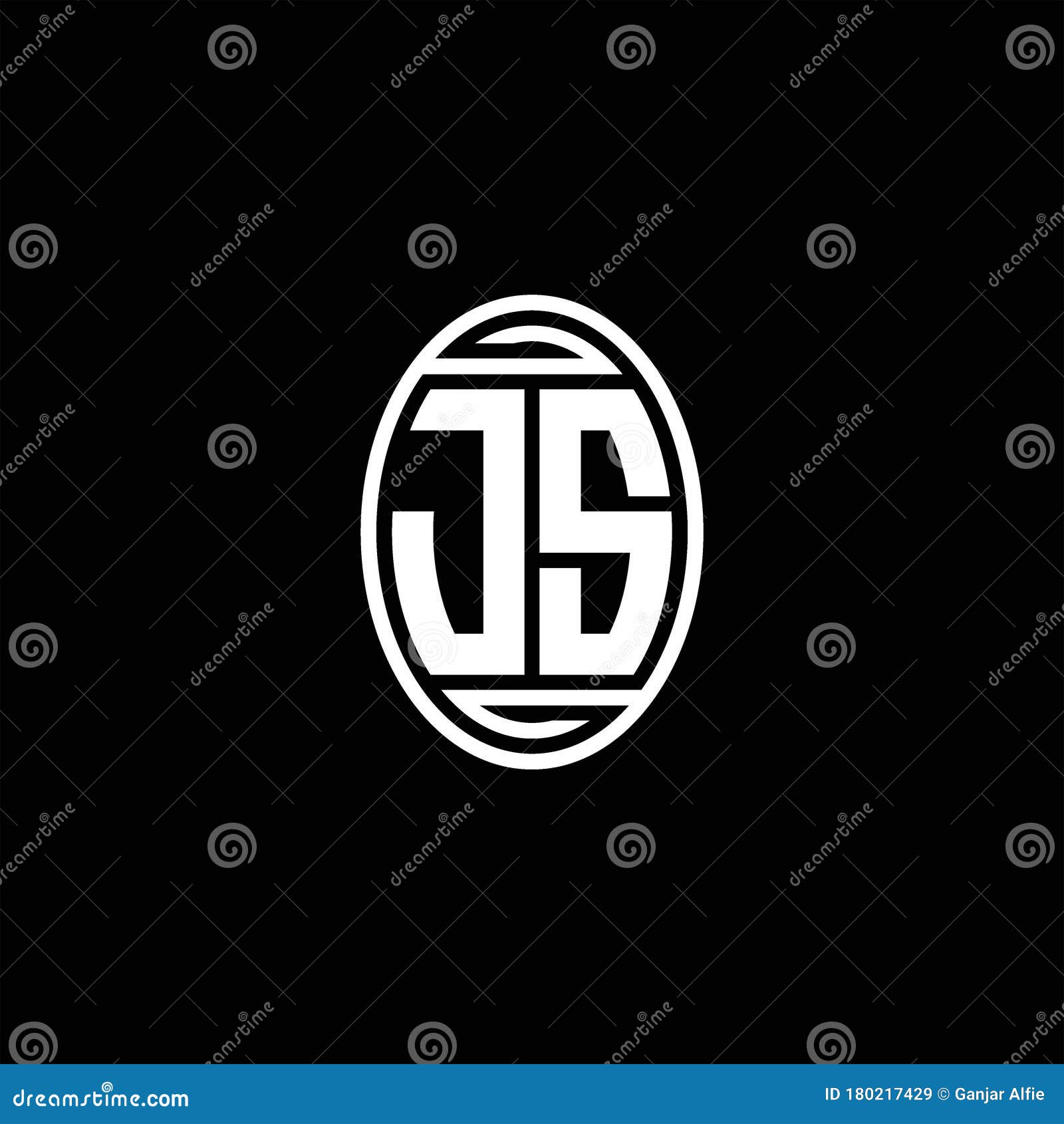 JS Monogram Logo Isolated on Oval Rotate Shape Stock Vector ...