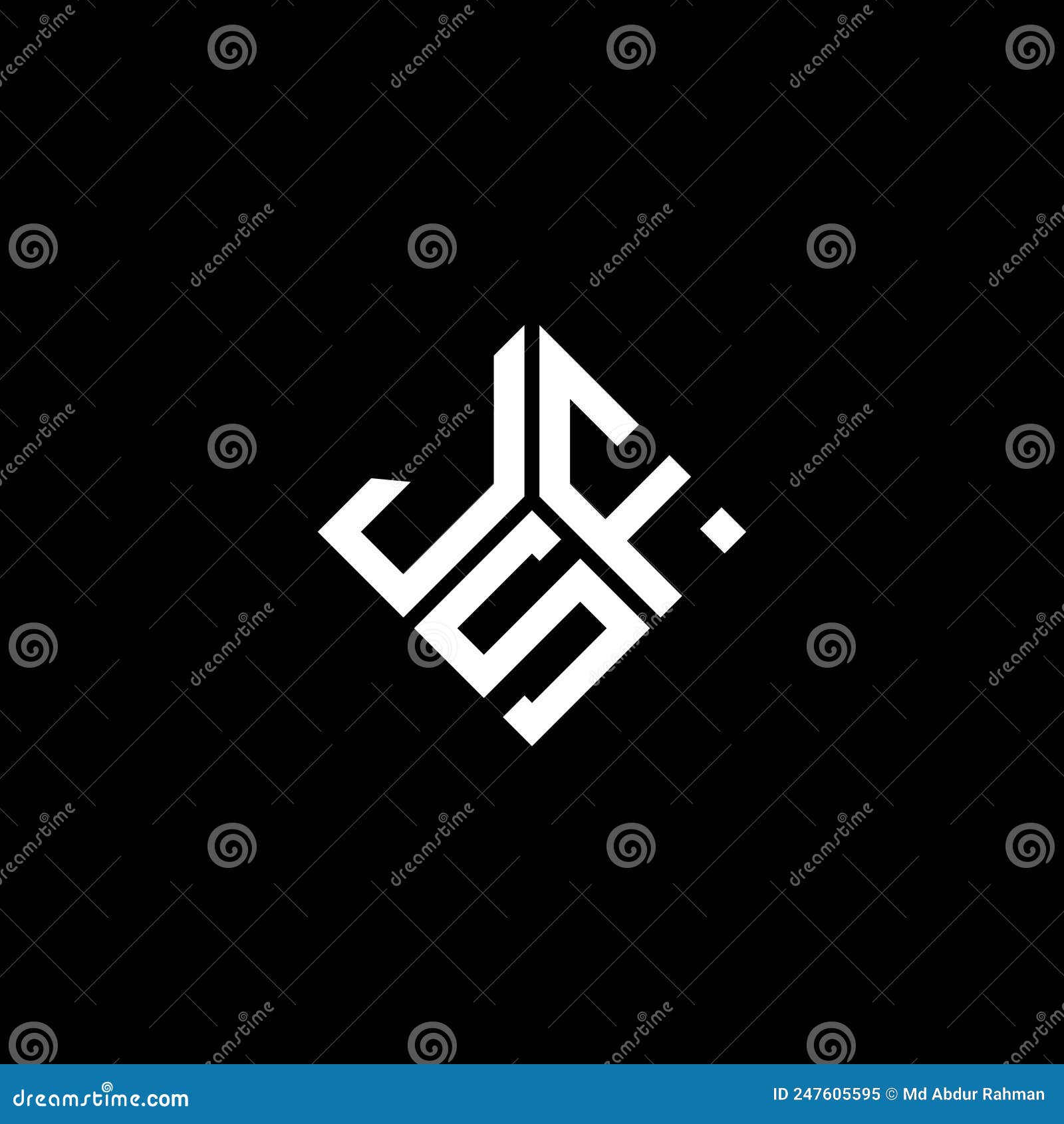 JSF Letter Logo Design on Black Background. JSF Creative Initials ...