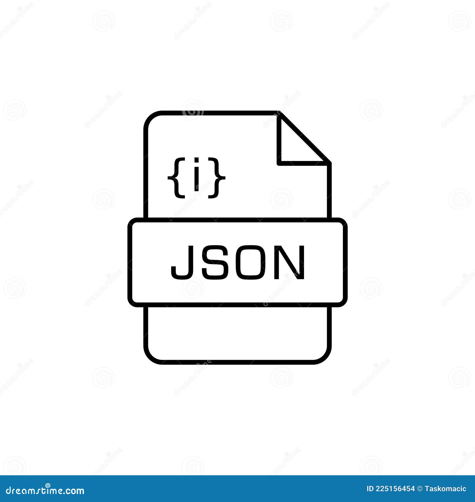 Json-Dateiformat-Zeilensymbol. JavaScript-Objektnotation. Erweiterung ...