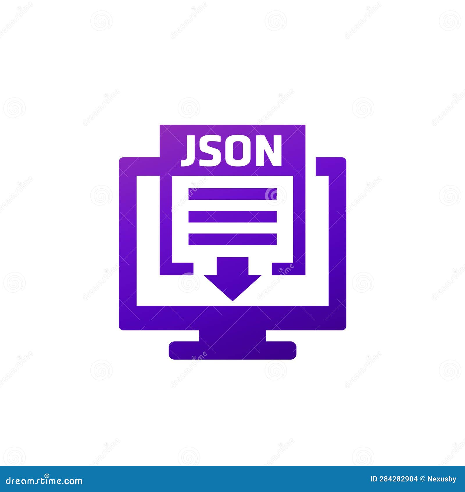 JSON File Download Icon with a Computer Stock Vector - Illustration of ...