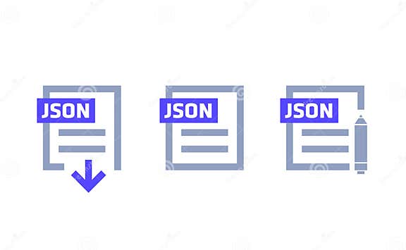 JSON Format, Download File, Edit Document Icons Stock Vector ...