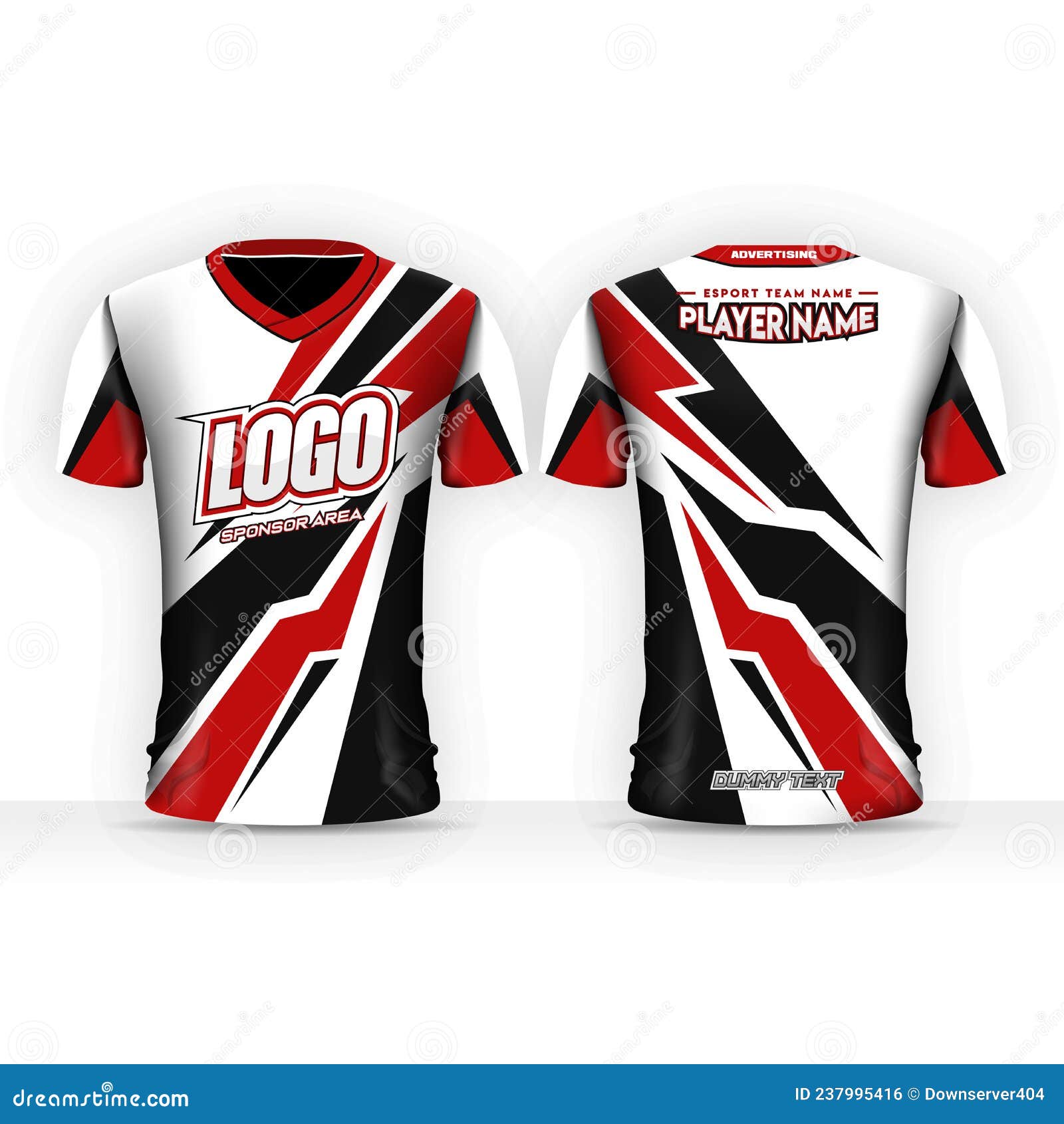 Gaming Uniform with Red, Black, and White. ESport Jersey, Short Sleeve ...