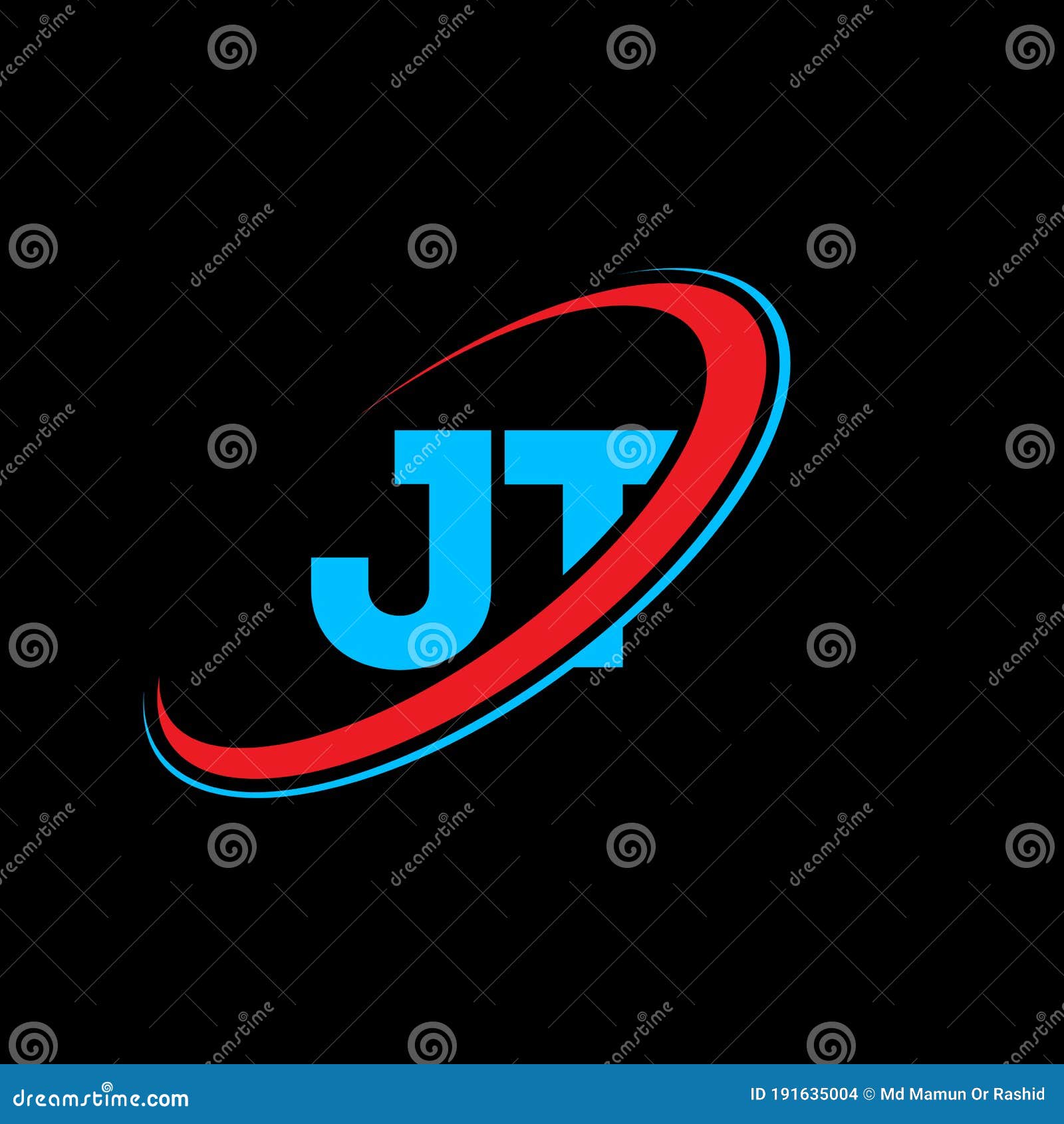 JT J T Letter Logo Design. Initial Letter JT Linked Circle Uppercase ...