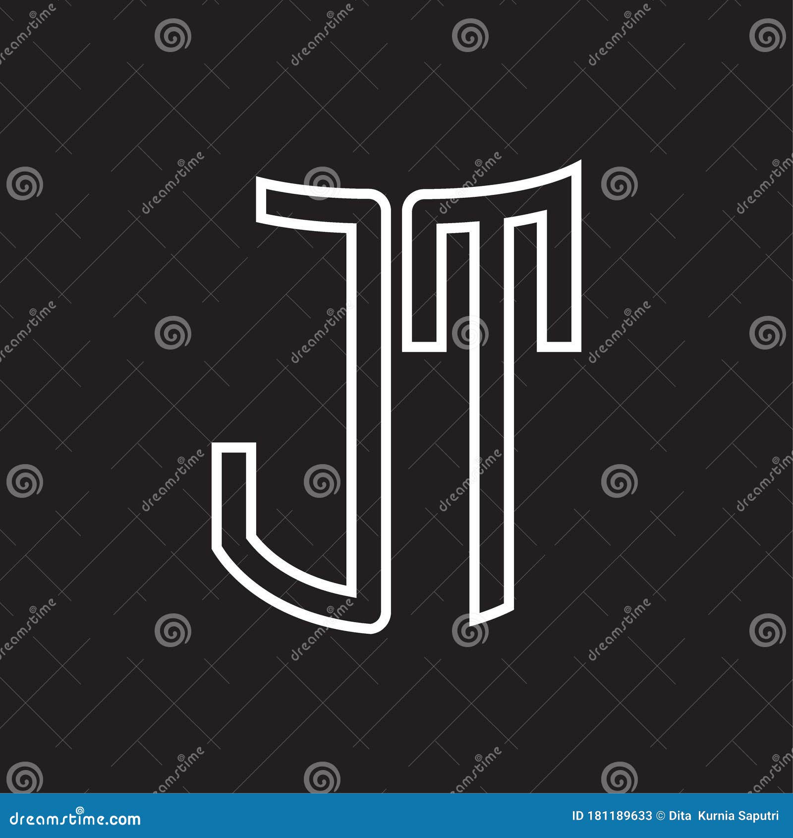 JT Logo Monogram with Ribbon Style Outline Design Template Stock Vector ...