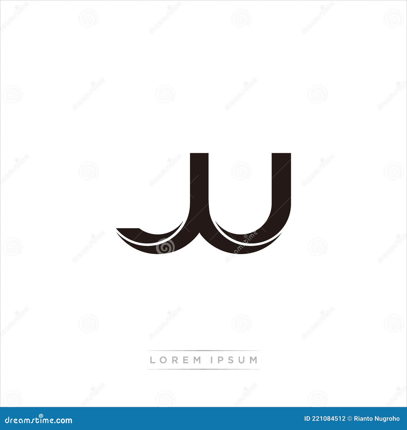 Ju Initial Letter Split Lowercase Modern Monogram Linked Outline ...