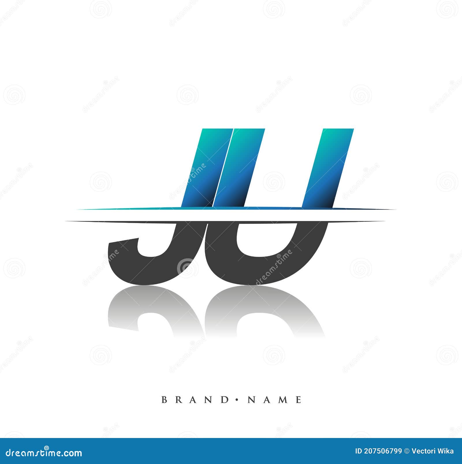 JU Initial Logo Company Name Colored Black and Blue, Simple and Modern ...