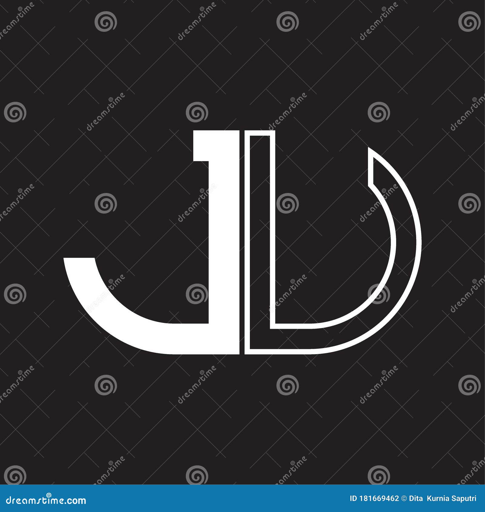 JU Letter Logo Monogram with Oval Shape Negative Space Design Template ...