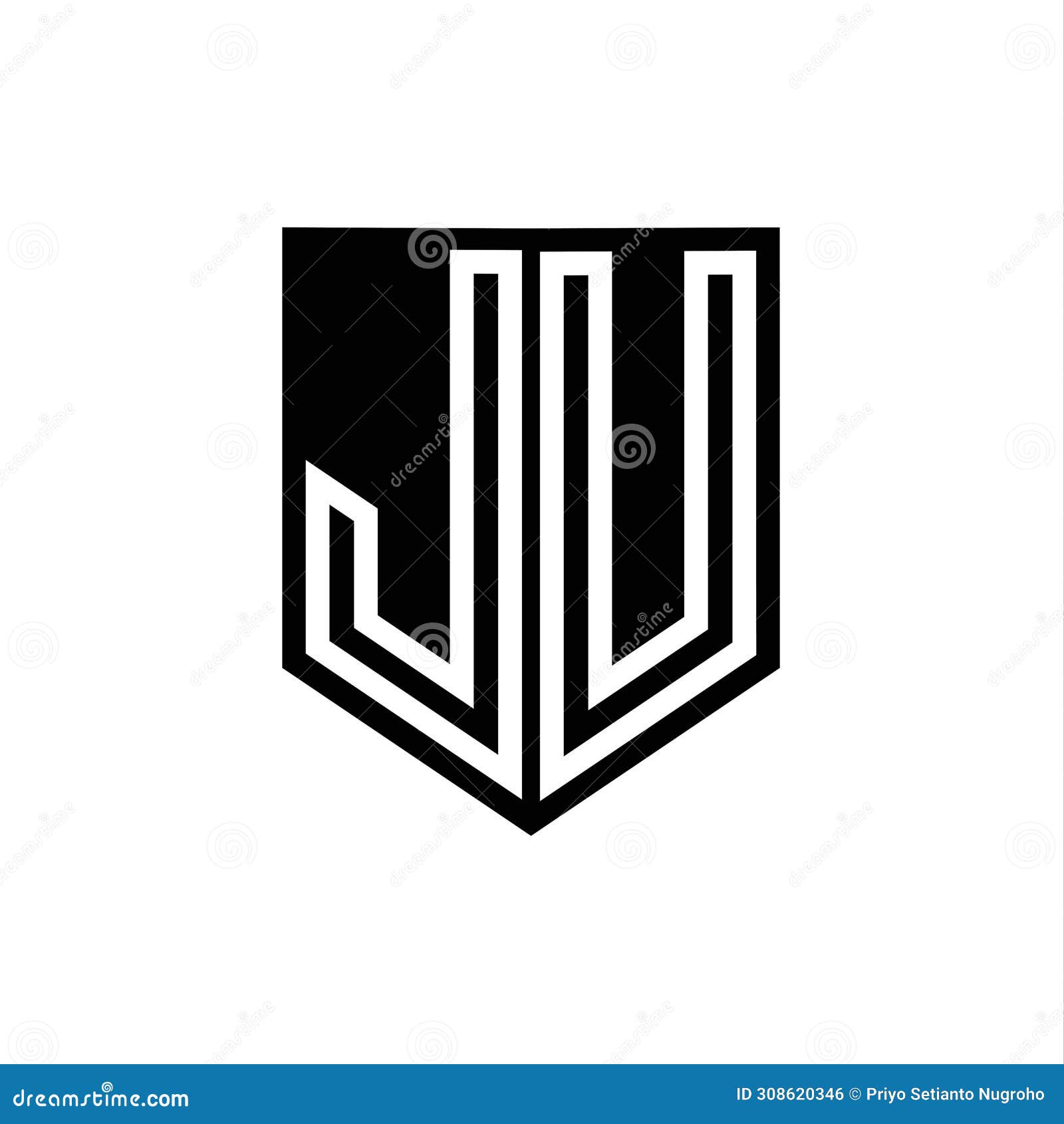 JU Logo Monogram Shield Geometric White Line Inside Black Shield Color ...