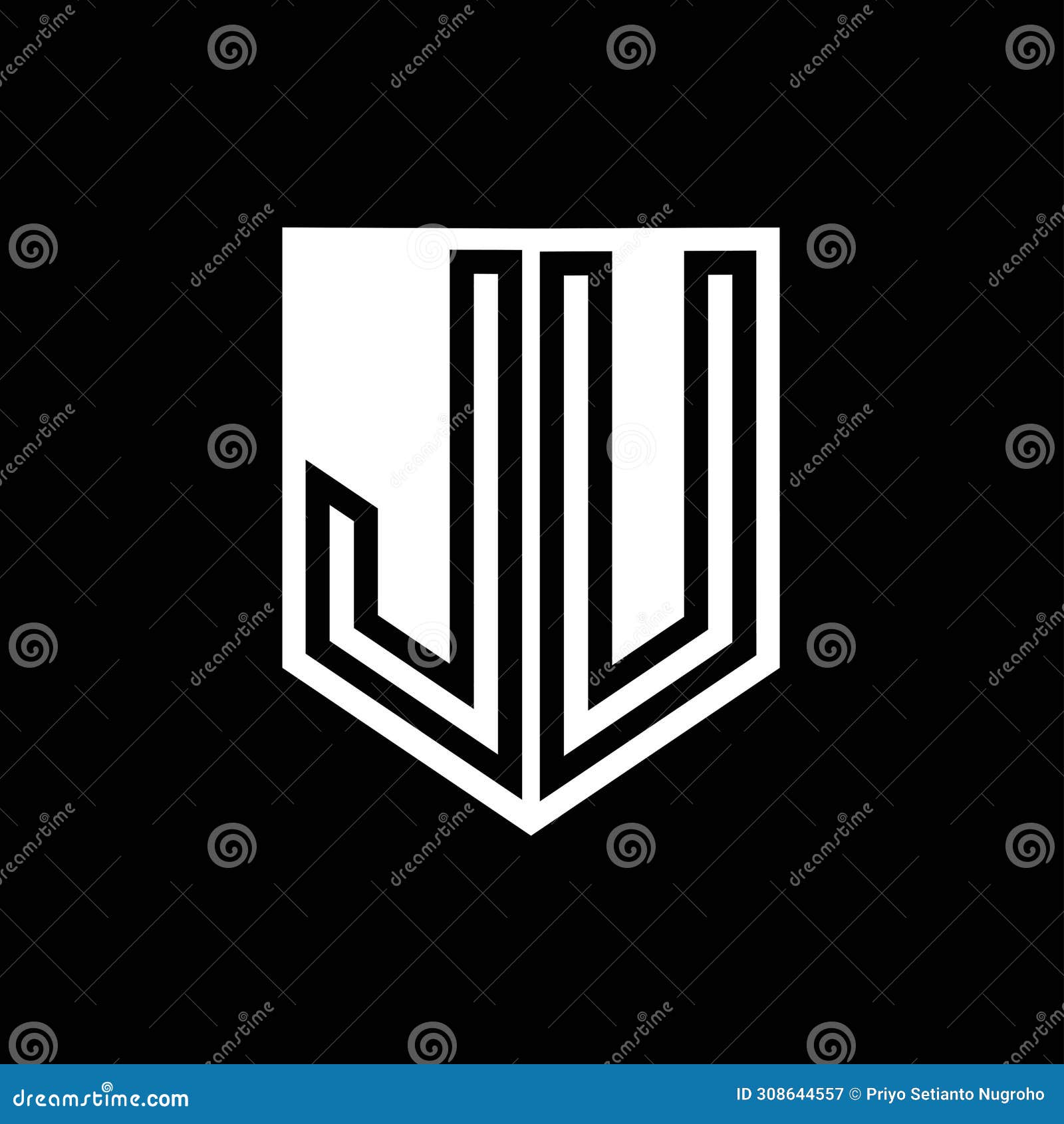 JU Logo Monogram Shield Geometric Black Line Inside White Shield Color ...