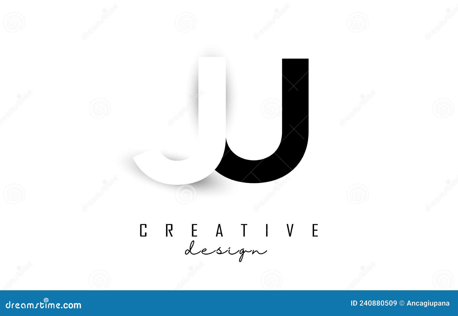 JU Letters Logo with Negative Space Design. Vector Illustration with ...