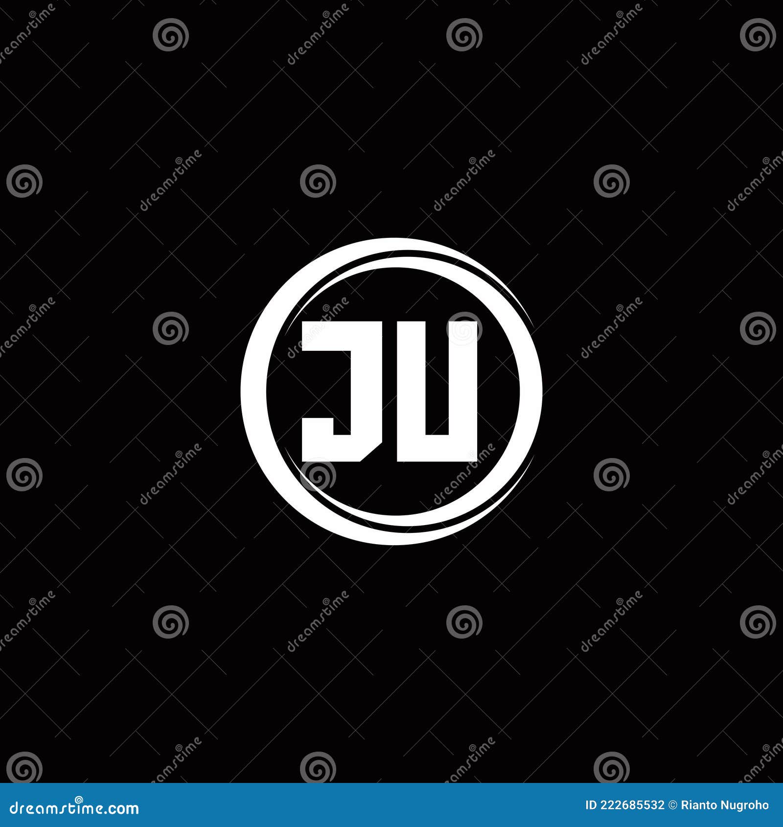 JU Logo Initial Letter Monogram with Circle Slice Rounded Design ...