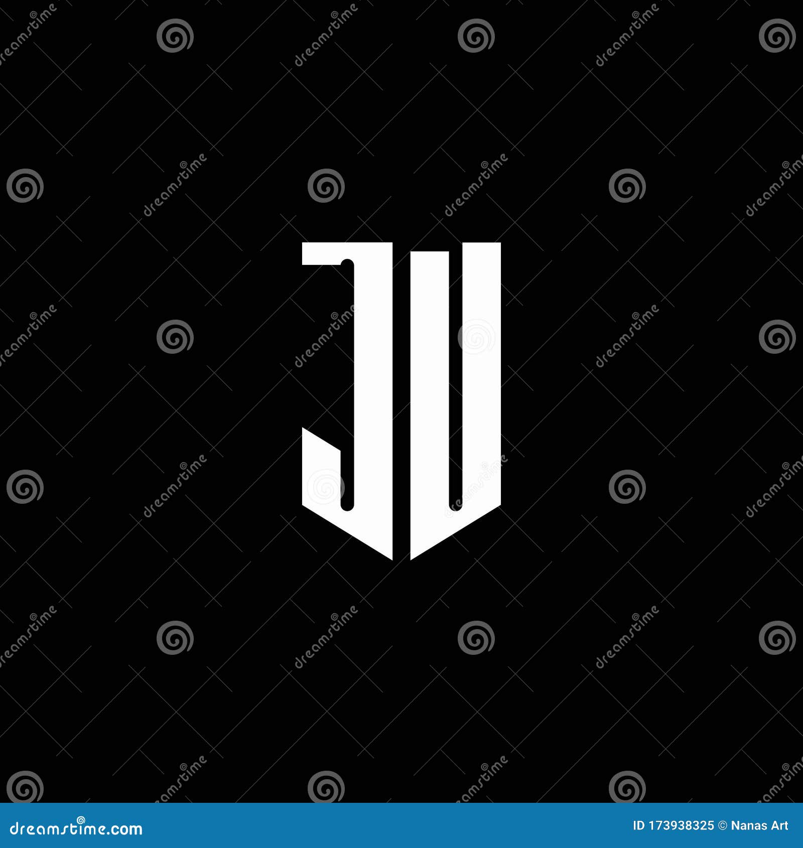 JU Logo Monogram with Emblem Style Isolated on Black Background Stock ...