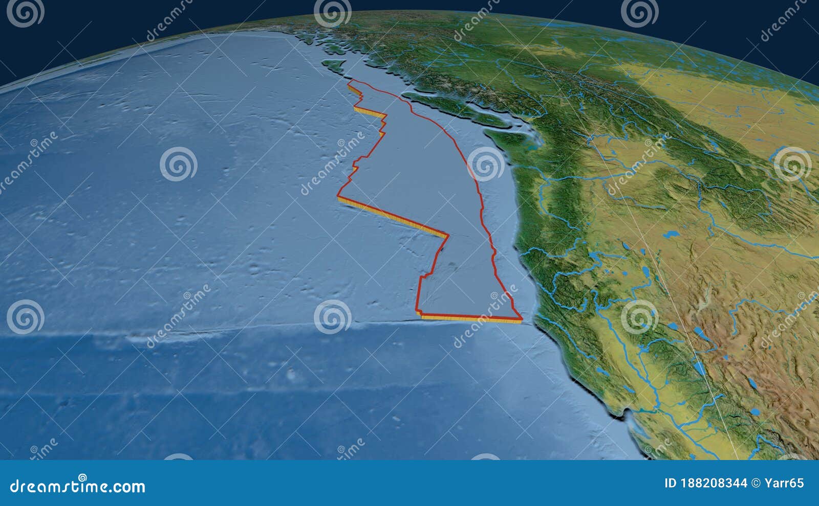 Juan De Fuca Plate Extruded - Topographic Stock Illustration ...