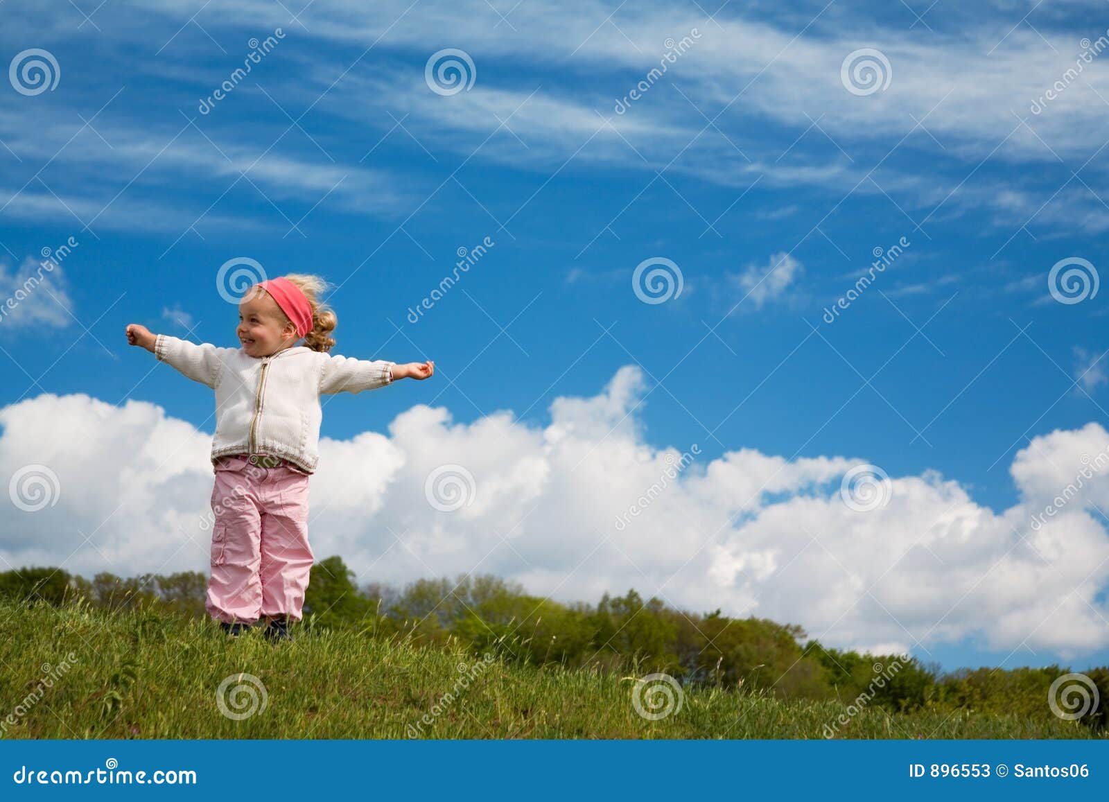 Jubilant girl stock image. Image of blue, jubilance, meadow - 896553