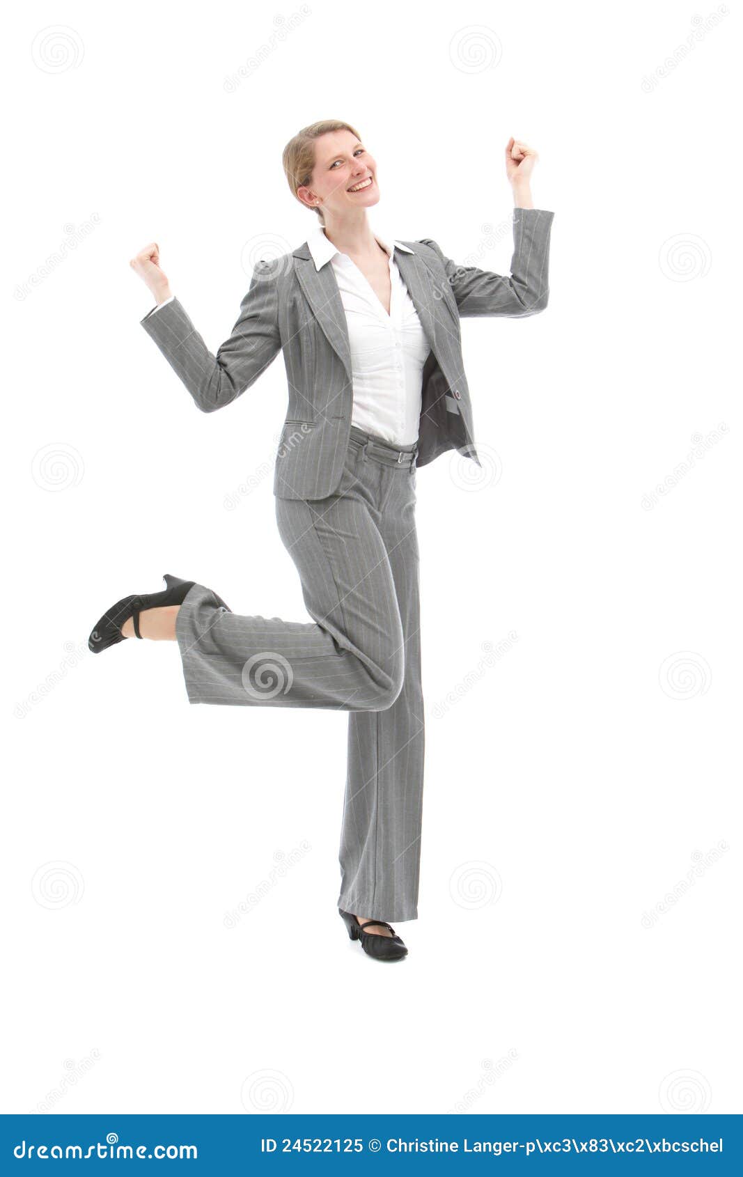Jubilant woman dancing stock image. Image of slacksuit - 24522125