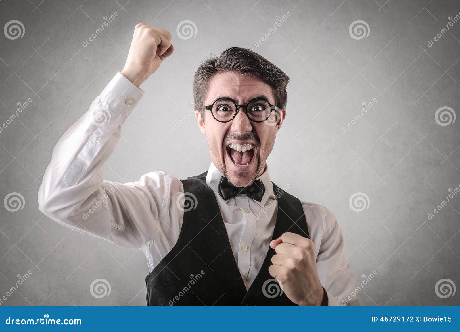 Jubilating businessman stock photo. Image of winner, ridiculus - 46729172