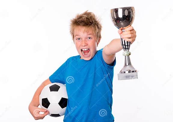 Jubilation Boy with Ball and Cup Stock Image - Image of game ...