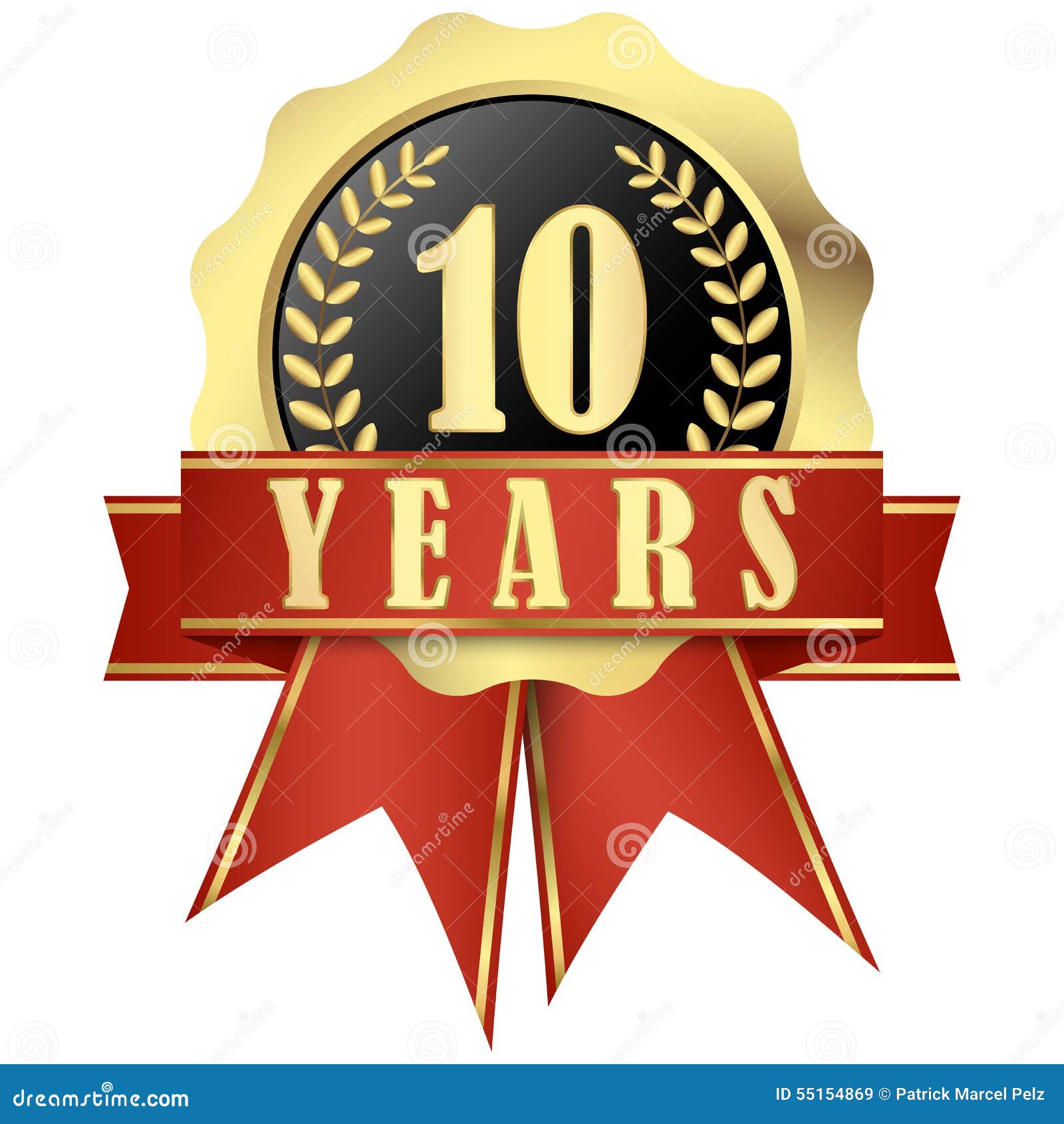 Jubilee Button with Banner and Ribbons for 10 Years Stock Vector ...