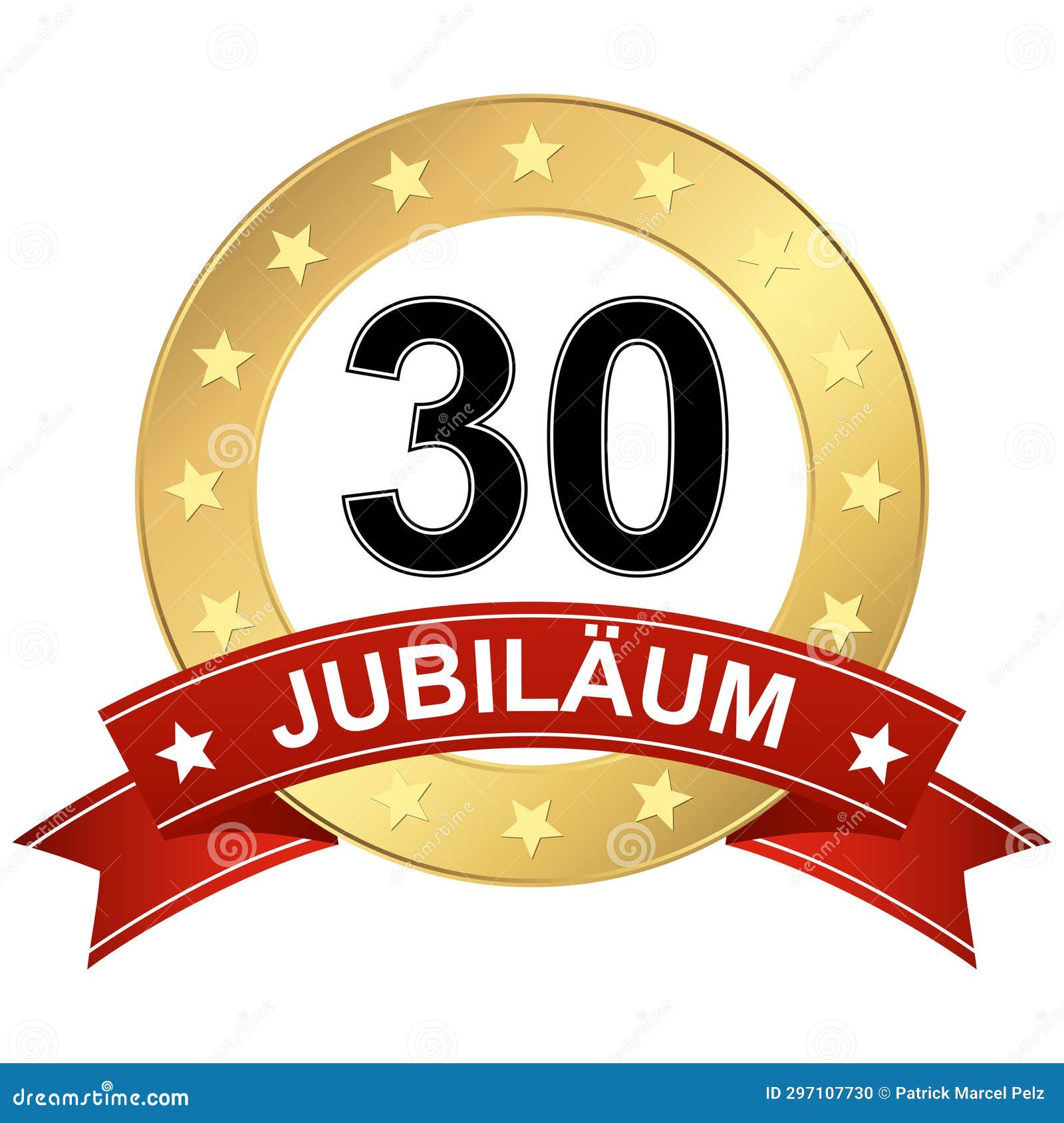 Jubilee Button with Banner 30 Years Stock Illustration - Illustration ...