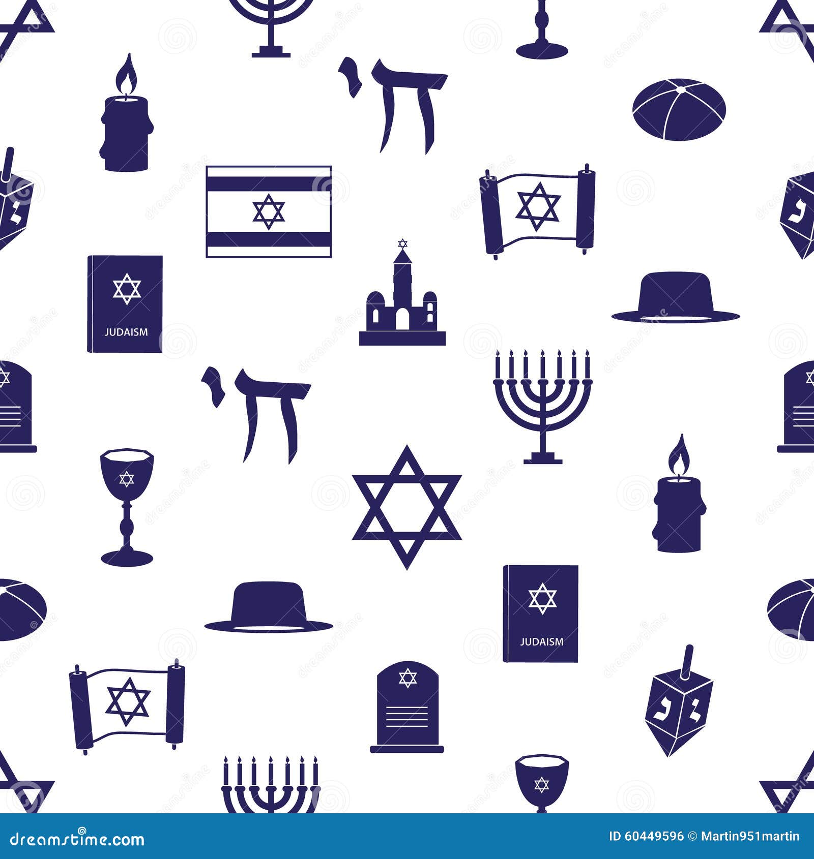 Judaism Religion Symbols Seamless Blue Pattern Eps10 Stock Vector ...